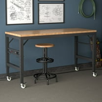 60"x24" Adjustable Rolling Work Bench with Power Outlet and Wheels ...