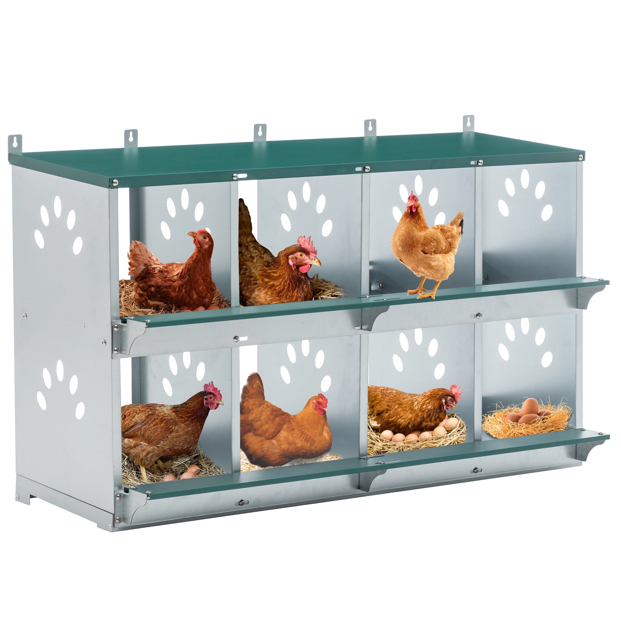 LZBEITEM 8 Chicken Nesting Boxes for Laying Eggs, Galvanized Steel Hen ...