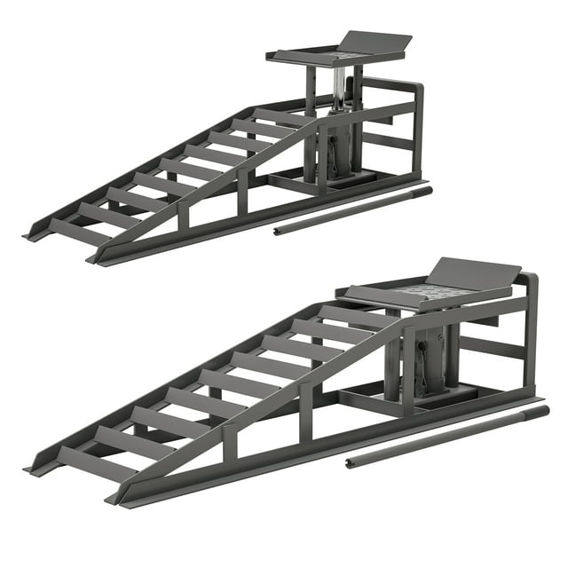 LZBEITEM Car Ramp Lifts - 2PCS Heavy-Duty Vehicle Ramps with 5T ...