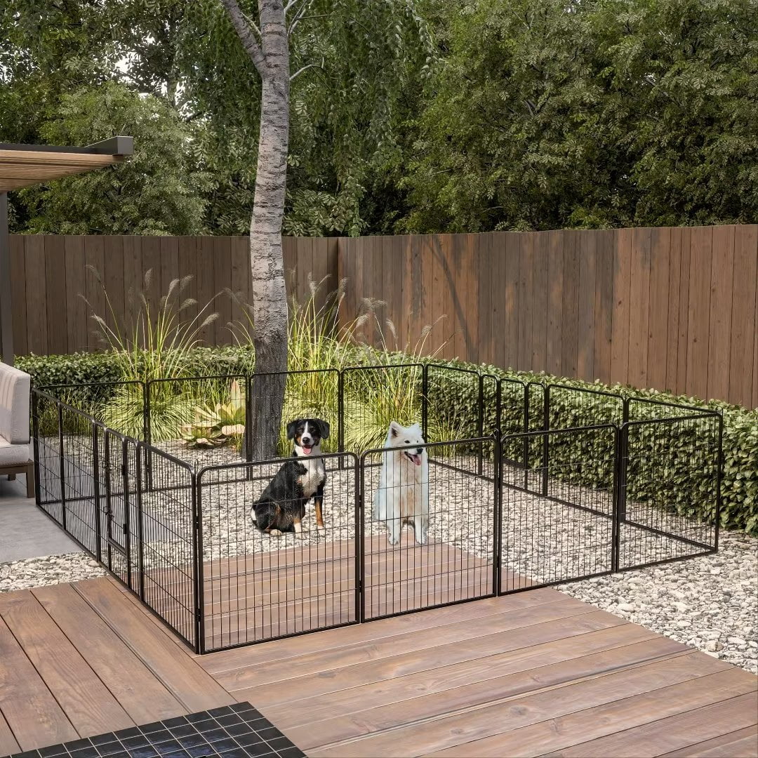 "LZBEITEM 32"" Dog Playpen, 16 Panels Exercise Pen with Doors for Dogs ...