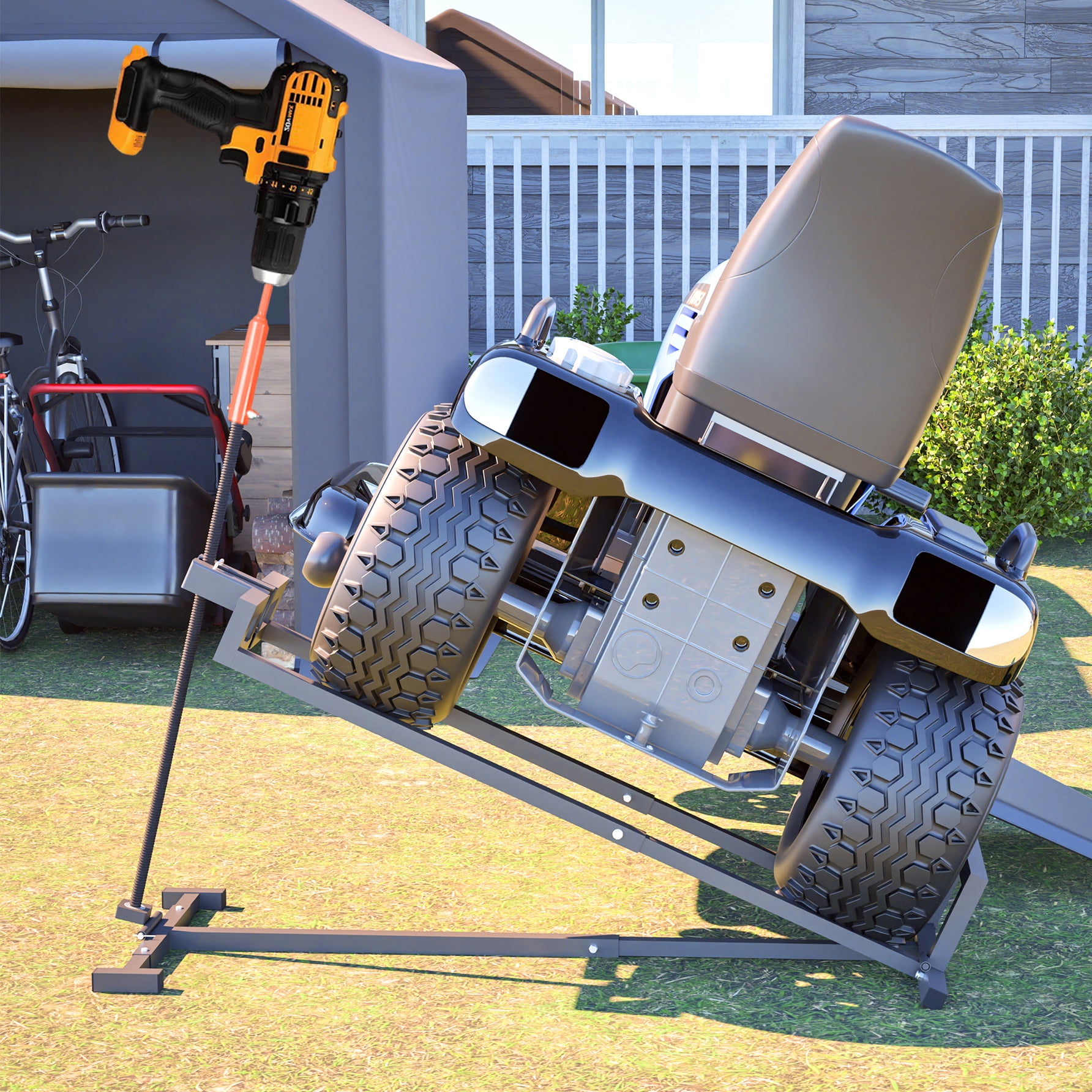 LZBEITEM Lawn Mower Lift Jack, 882 lbs Capacity, Steel, Adjustable Tilt ...