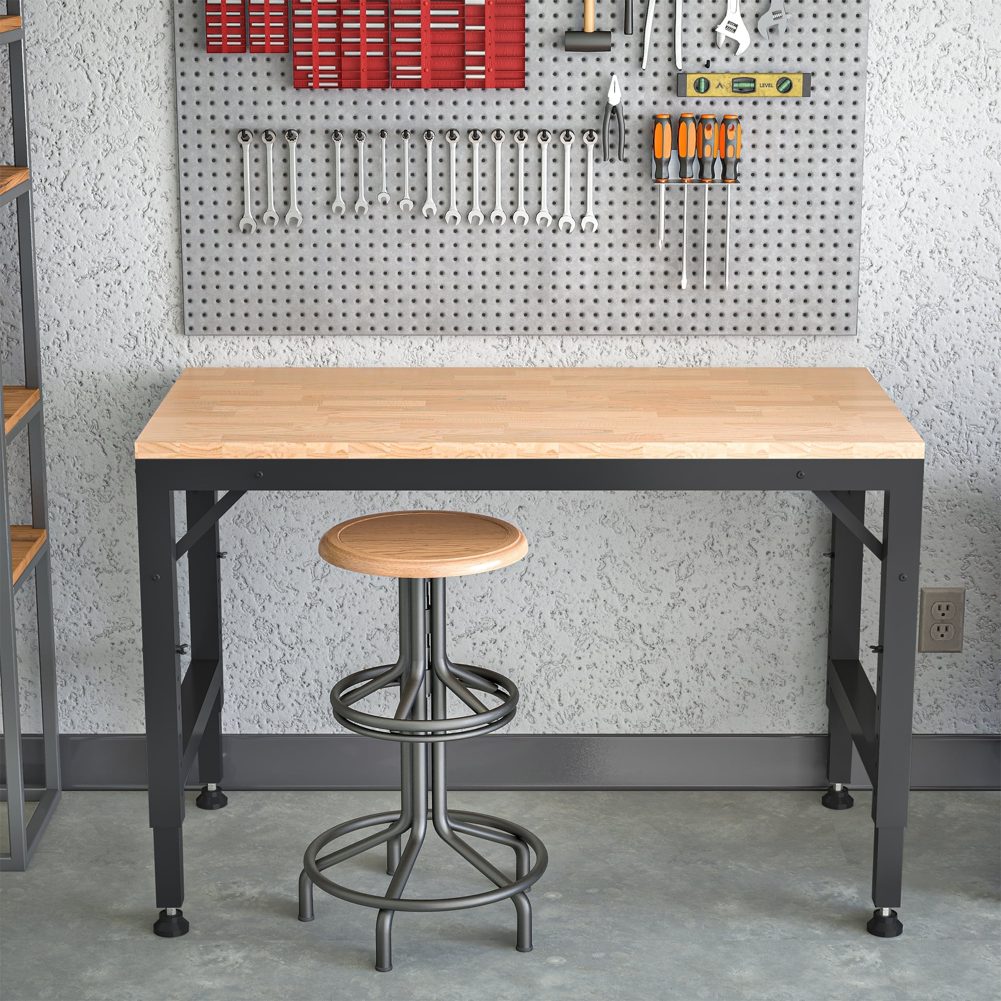 LZBEITEM Workbench for Garage 48 Inch, Work Bench Table Adjustable ...