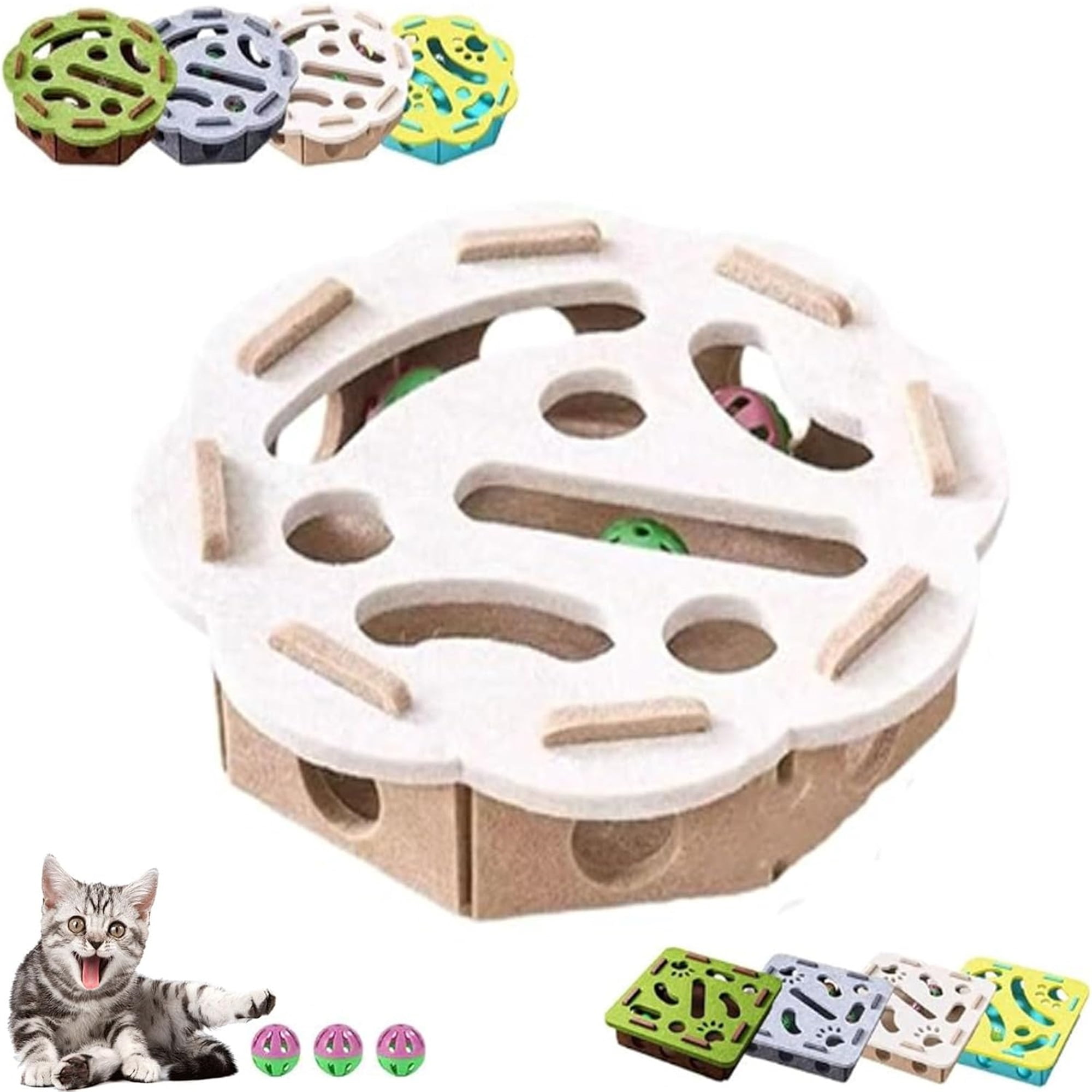 LZCKDPX Cat Puzzle Enrichment Box with Scratcher, Interactive Cat Maze ...