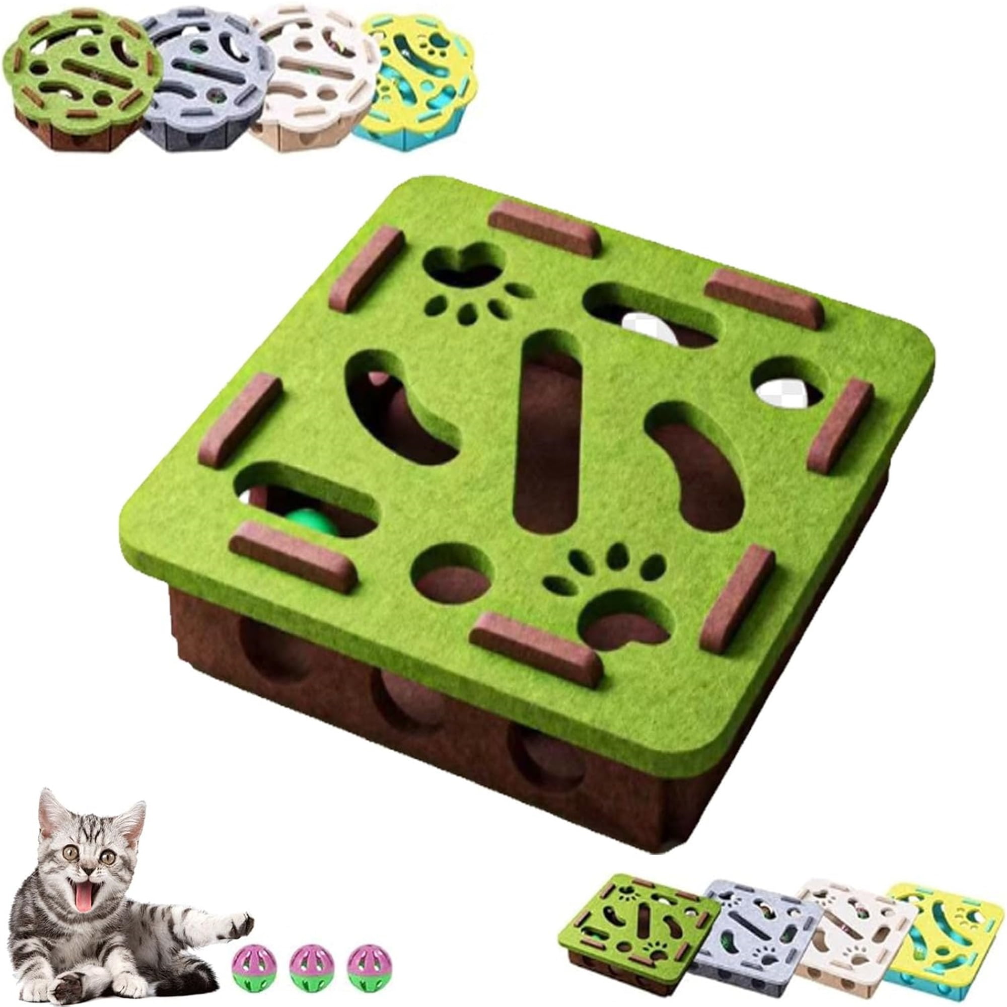 LZCKDPX Cat Puzzle Enrichment Box with Scratcher, Interactive Cat Maze ...