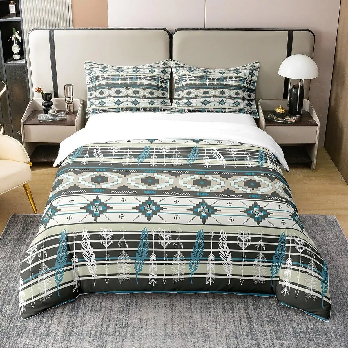 LZHDF Arrow Duvet Cover Geometry Aztec Western Bedding Set Queen King ...