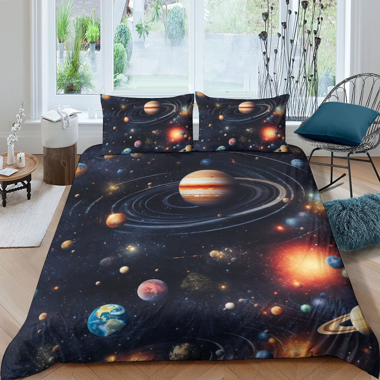 LZHDF Cosmic Planet Bedding Set 3D Space Starry Sky Duvet Cover ...