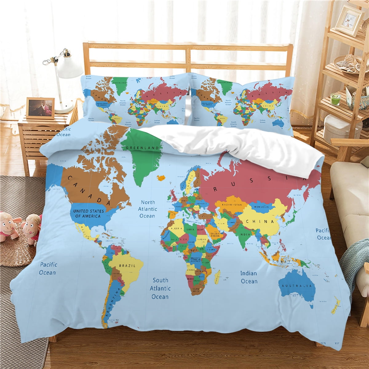 LZHDF Map Bedding Set 3D Printing Twin/Full Bed Duvet Cover Pillow Case ...