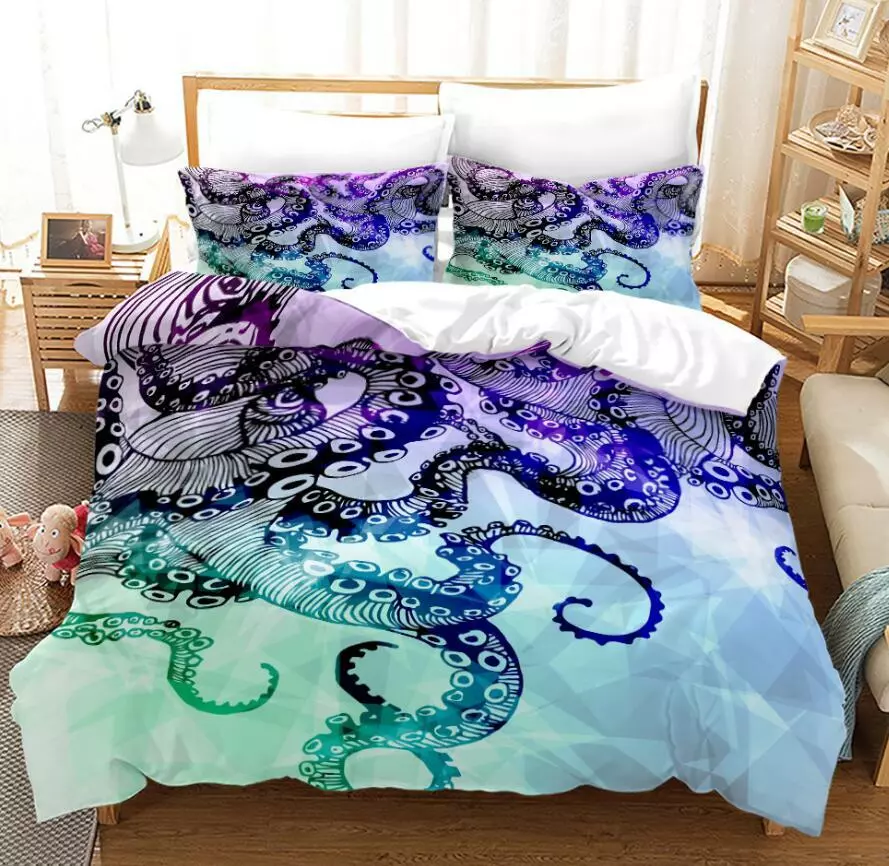 LZHDF Octopus Tentacles Duvet Cover Animals Bedding Set Twin Full Size ...