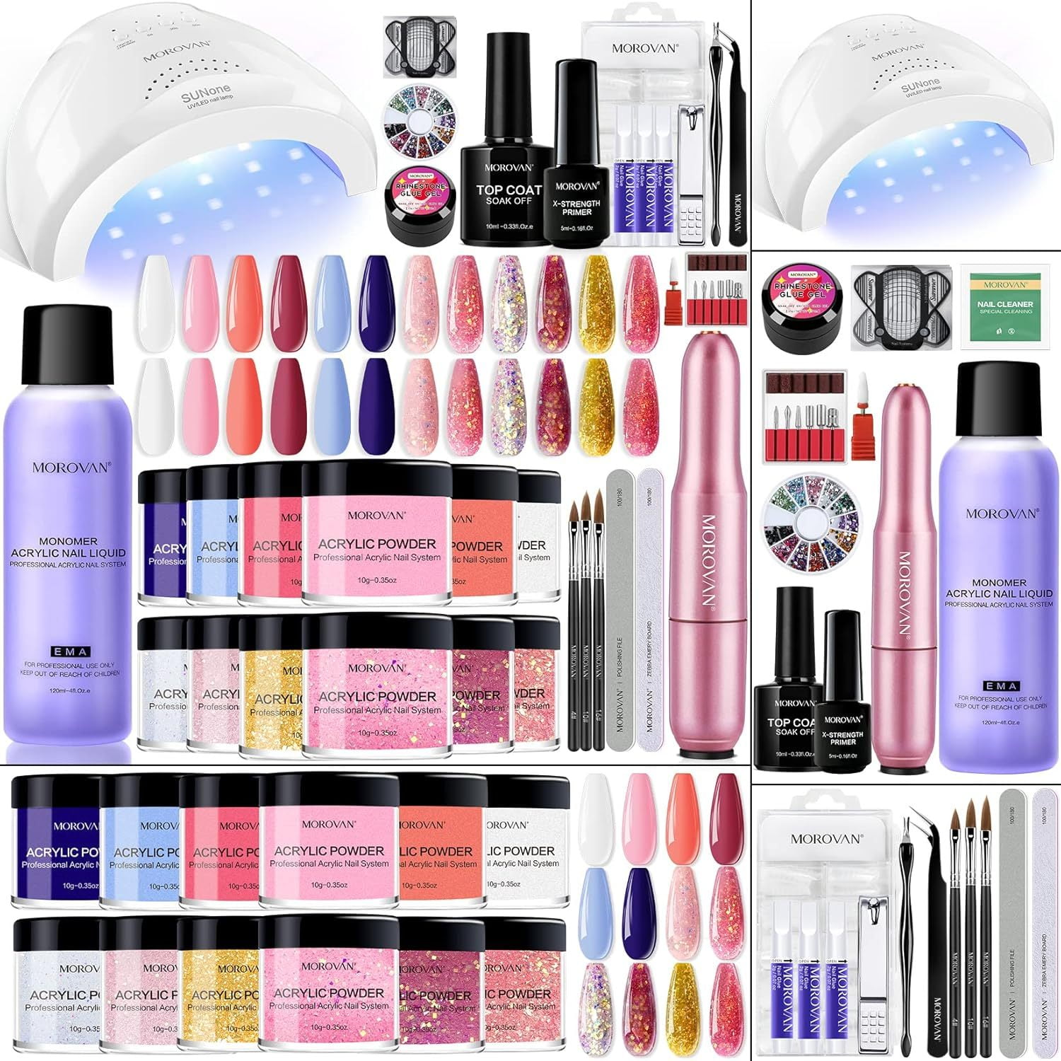 LZHF Acrylic Nail Kit with Everything: 12 Colors Acrylic Nail Powder ...