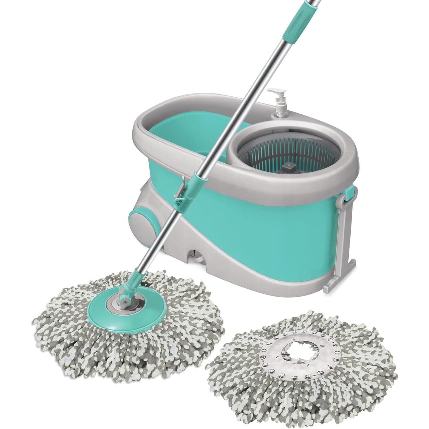LZHF Spin Mop and Bucket Set with Wringer, 360 Spinning Mops System with 2 Microfiber Refills ...