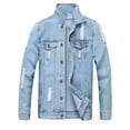 LZLER Casual Jean Jacket for Men Ripped Sports Denim Jacket - Walmart.com