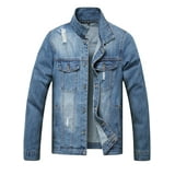 LZLER Classic Jean Jacket for Men Slim Denim Jacket with Hole - Walmart.com