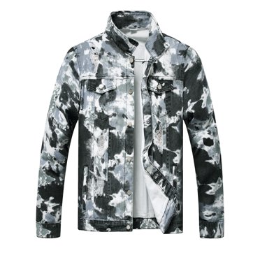 LZLER Casual Jean Jacket for Men Ripped Classic Denim Jacket - Walmart.com