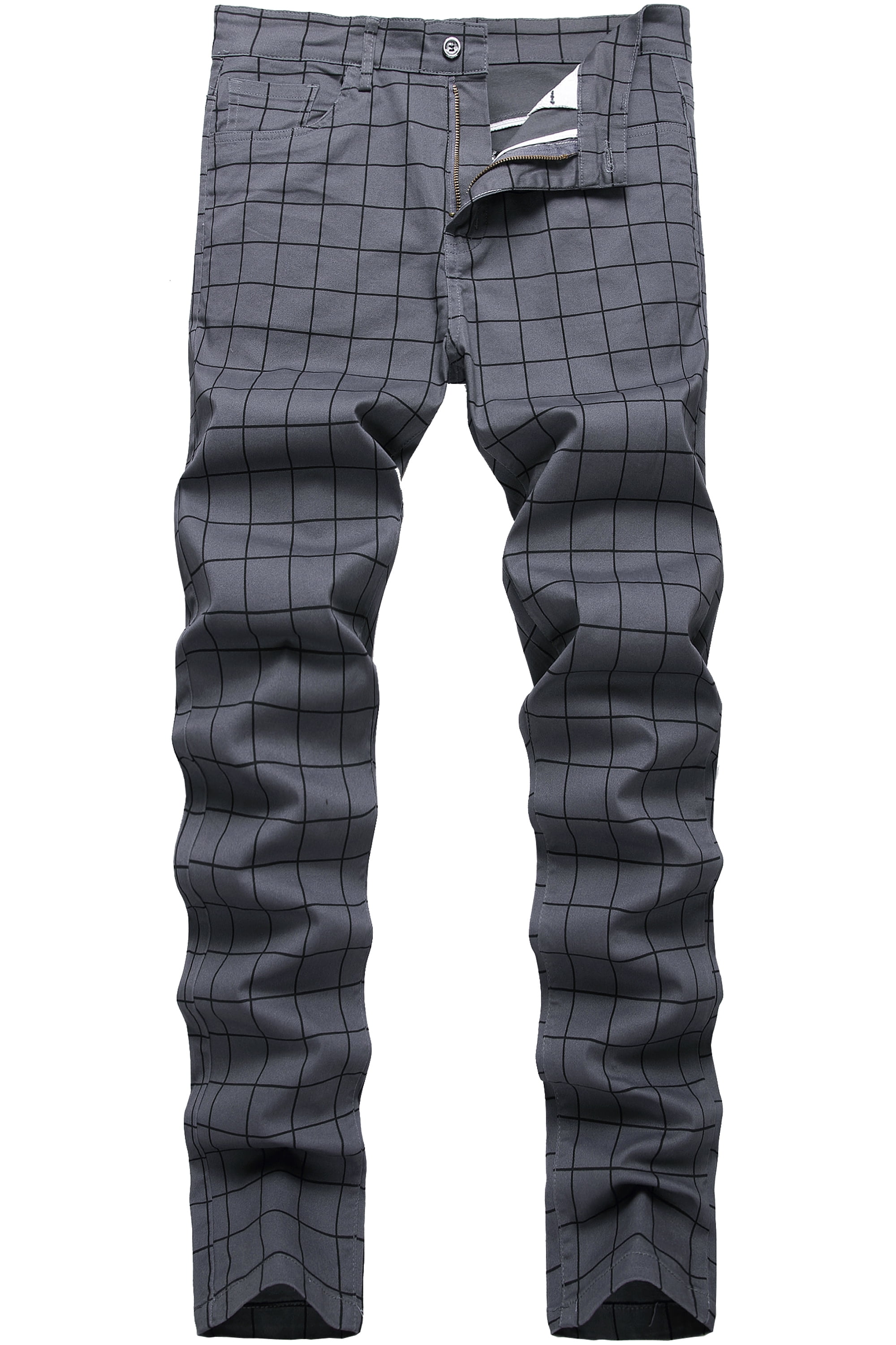 LZLER Men's Plaid Dress Pants Casual Stretch Chino Pant for Men ...
