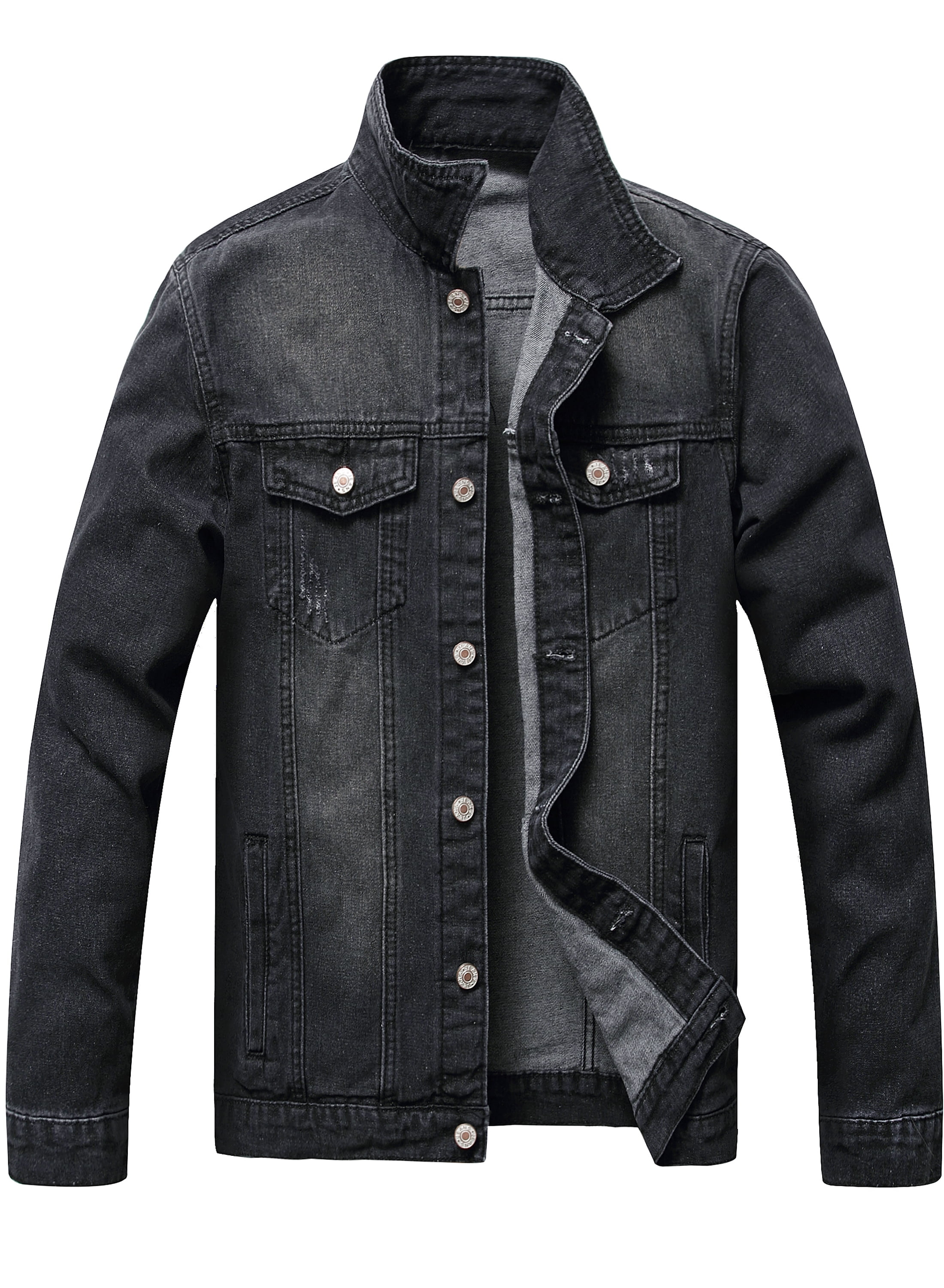LZLER Mens Jean Jackets Ripped Casual Denim Jacket - Walmart.com