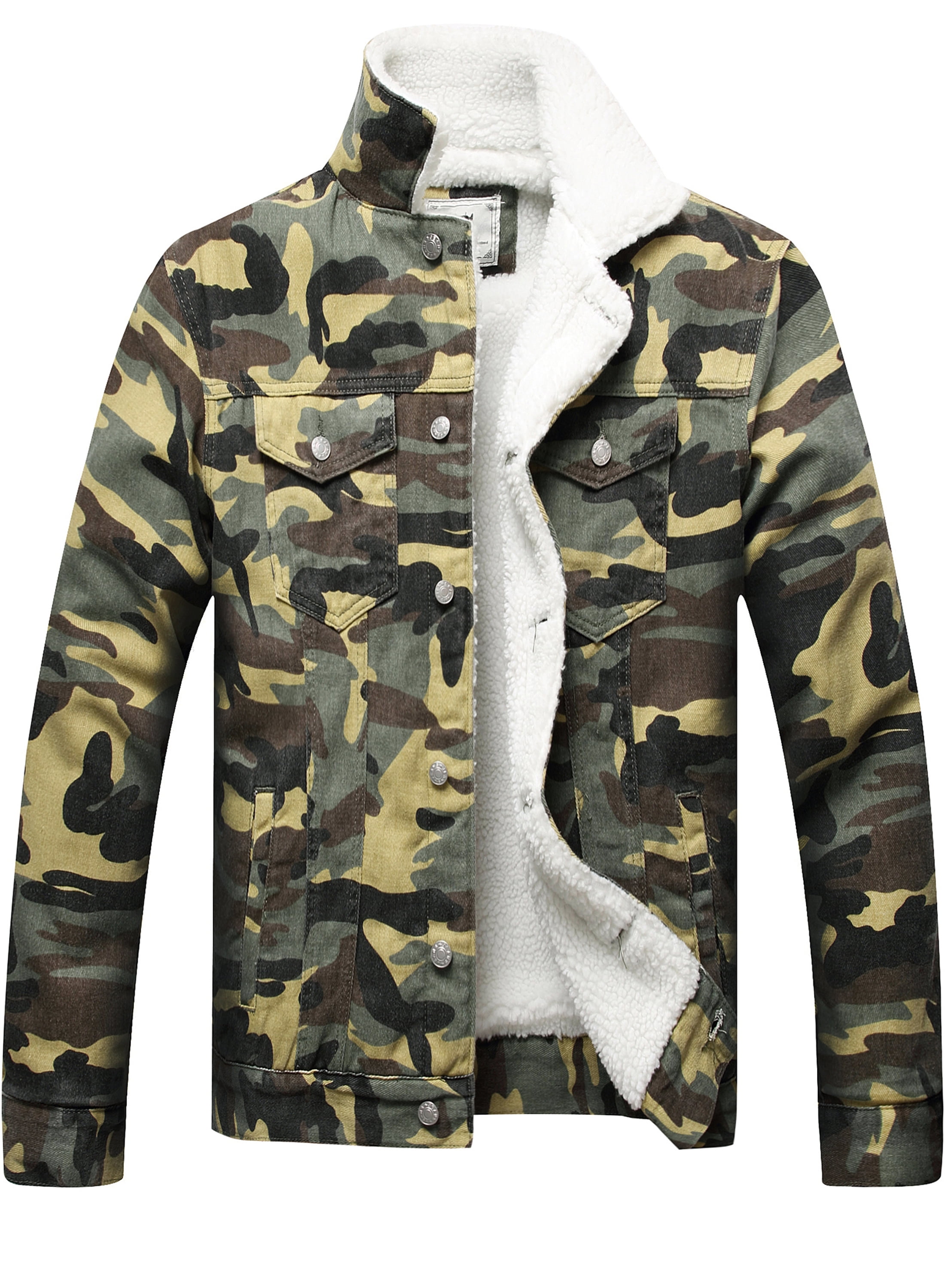 LZLER Mens Winter Fleece Jean Jacket Sherpa Lined Denim Jacket for Men ...