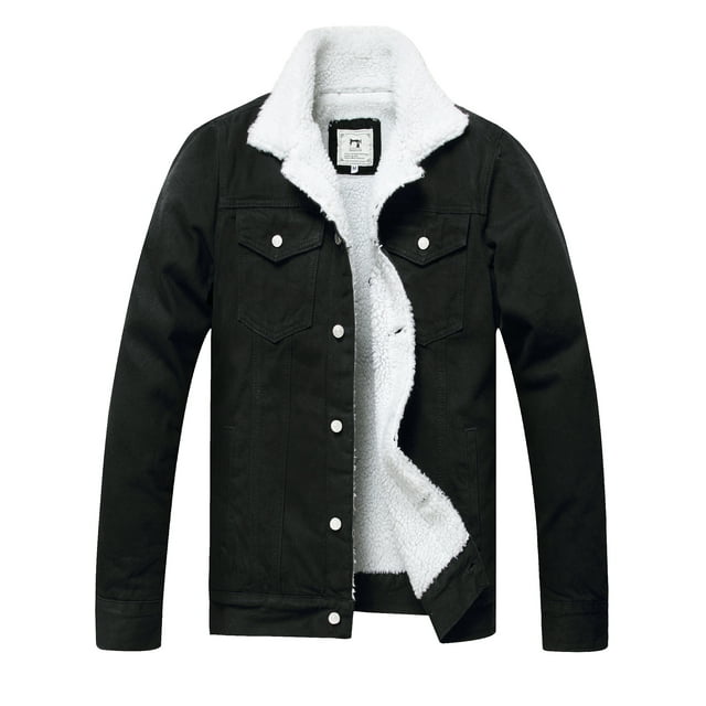 LZLER Men's Sherpa Lined Winter Denim Jacket, Classic Ripped Jean ...