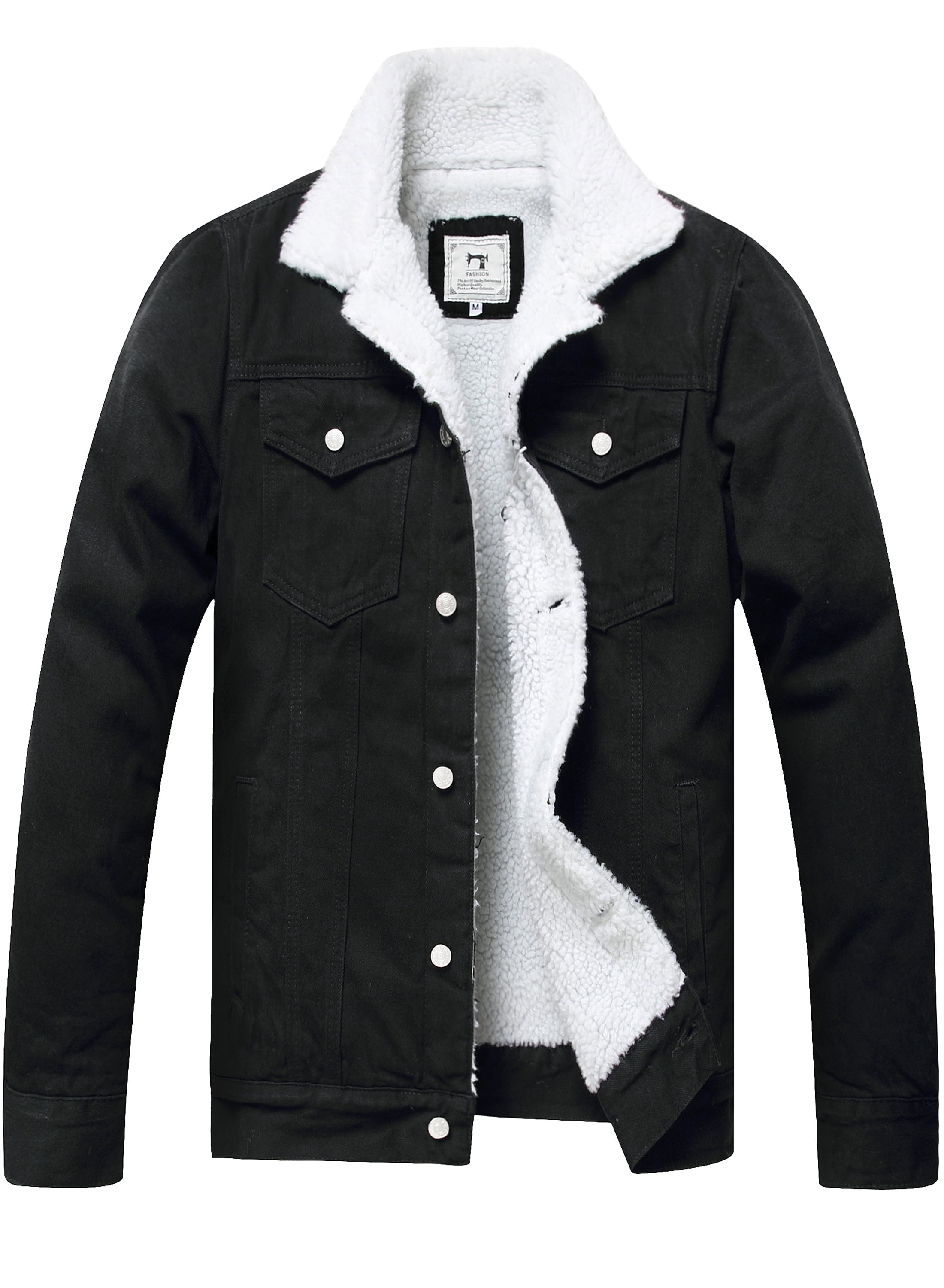 LZLER Men's Sherpa Lined Winter Denim Jacket, Classic Fleece Jean Coat ...