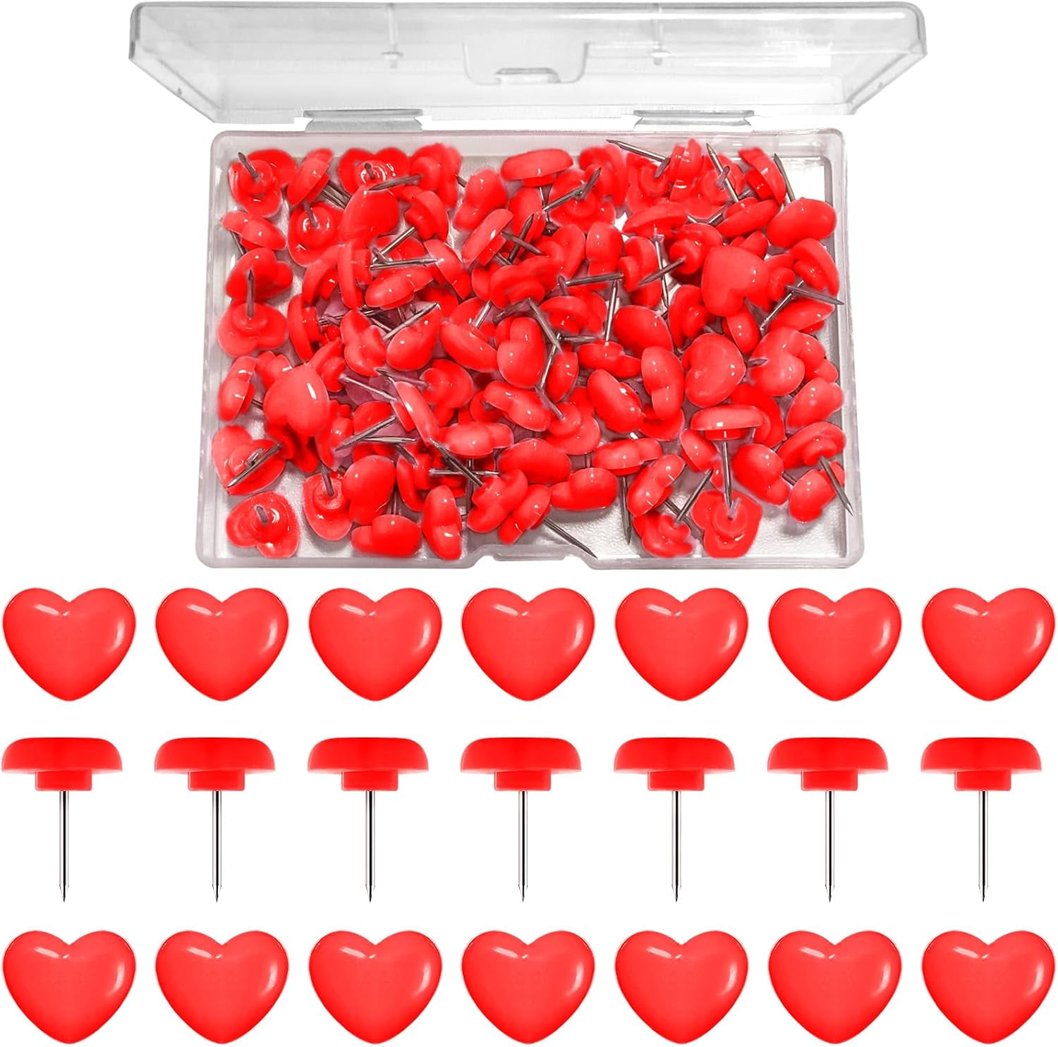 LZLINGMEI 100 Pcs Thumb Push Pins 0.47 Inch Heart Push Pins for Cork ...