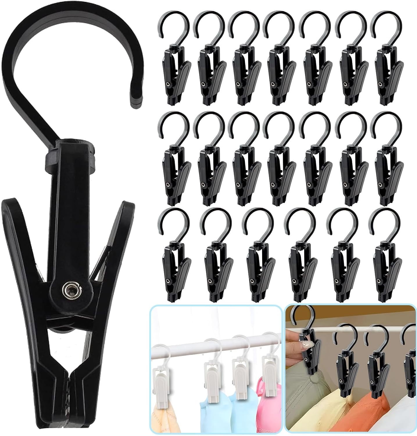 LZLINGMEI 20PCS Laundry Hooks,with Clips Super Strong Plastic Home ...