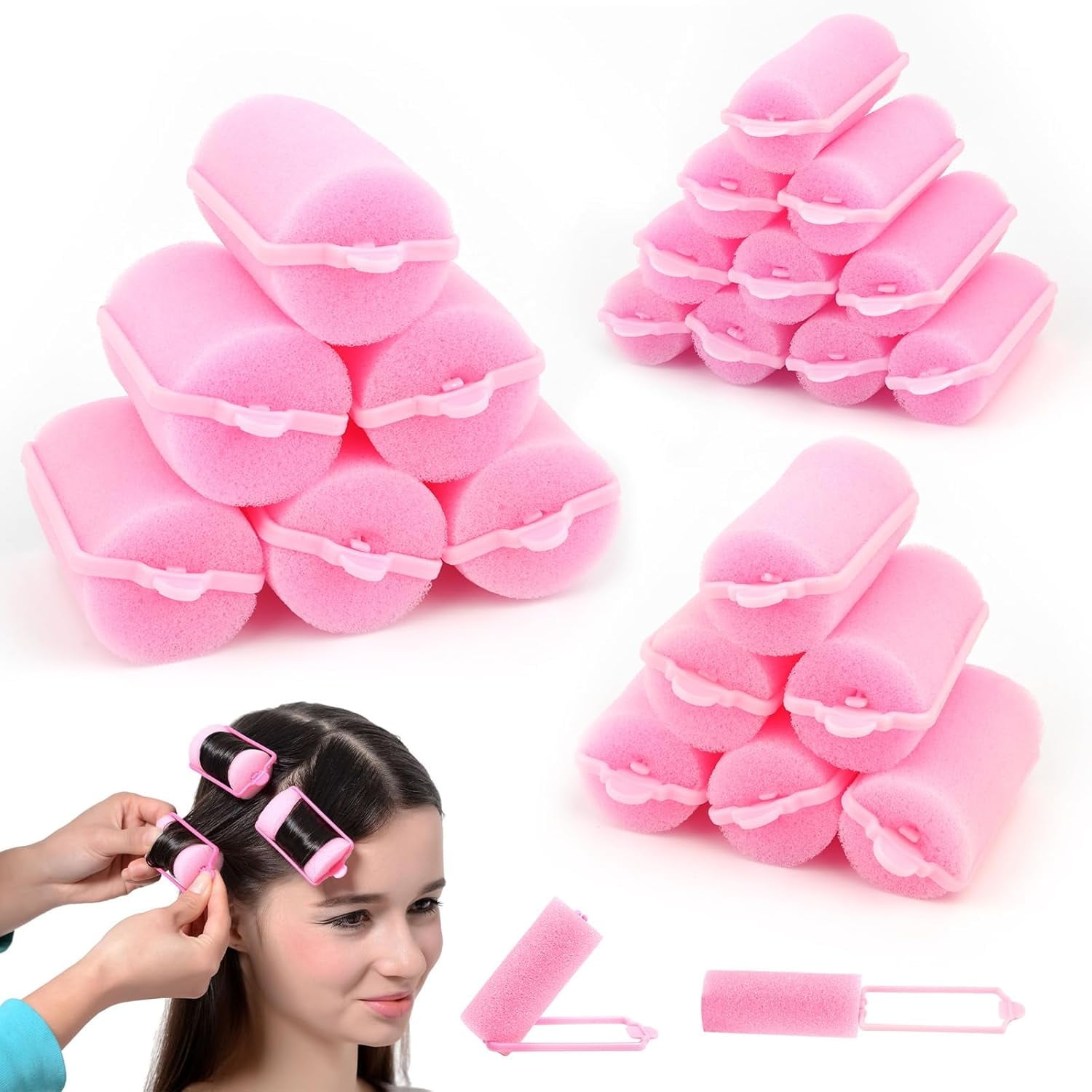 LZLINGMEI 24Pcs Sponge Hair Curlers,Soft Foam Hair Roller, DIY Hair ...