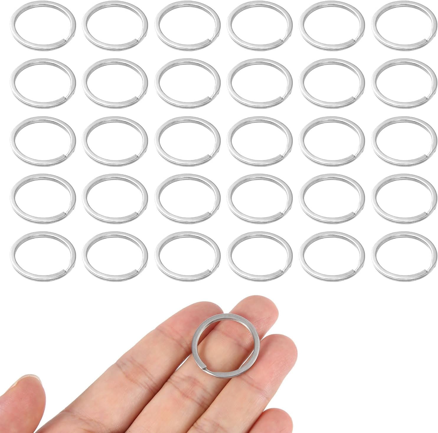 LZLINGMEI 30pcs Key Rings Bulk, 25mm Stainless Steel Split O Hoops Dog ...