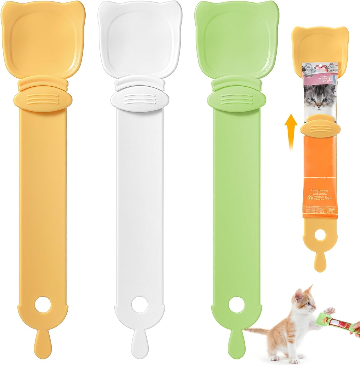 LZLINGMEI 3Pcs Cat Treat Squeeze Spoon Dispenser Happy Spoon for Cats ...