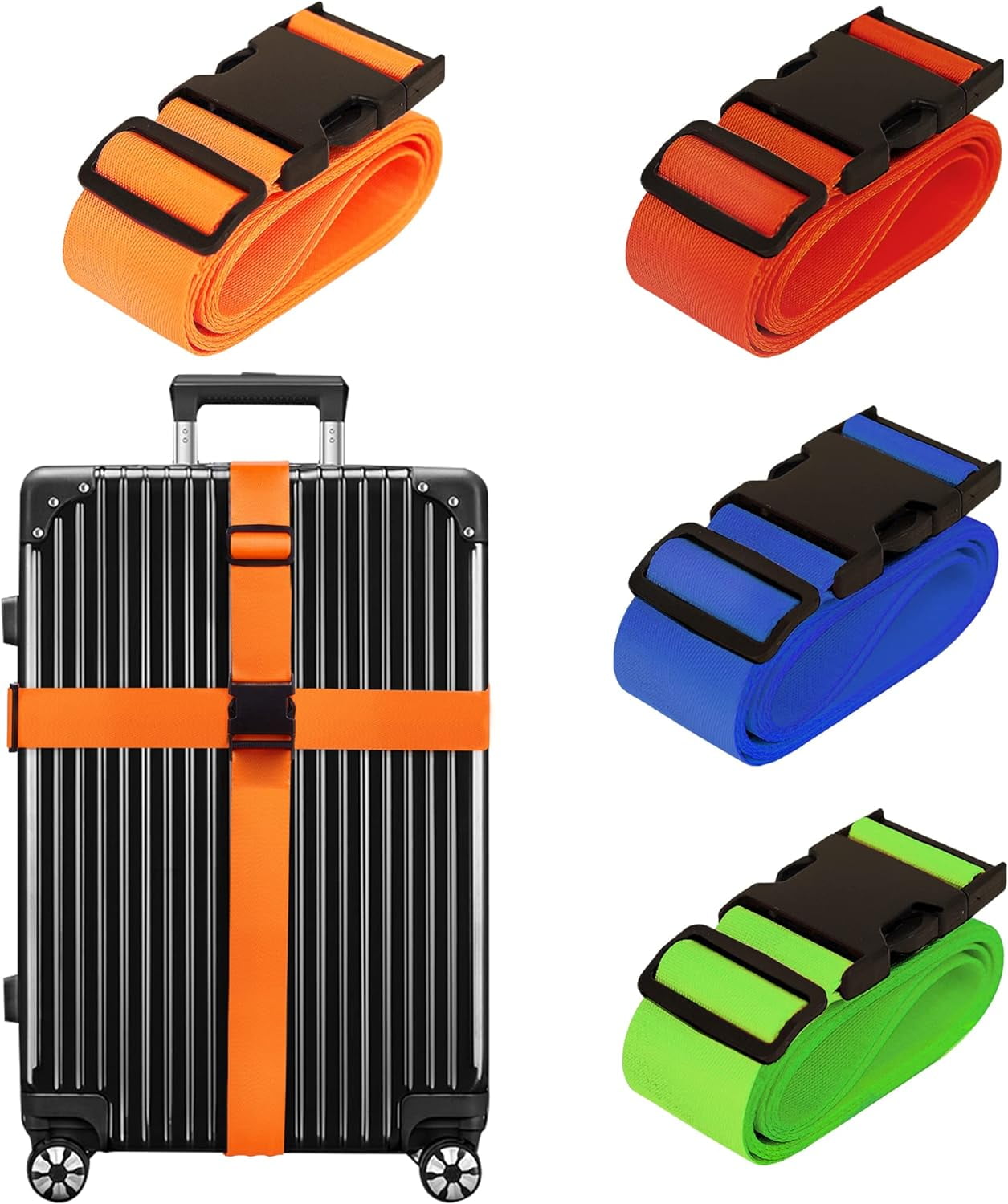 LZLINGMEI 4 Pack Luggage Straps for Suitcases TSA Approved Travel Belt ...