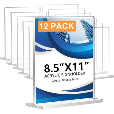 MaxGear Acrylic Sign Holder 8.5x11 Inches, Clear Table Display, 3 Pack ...