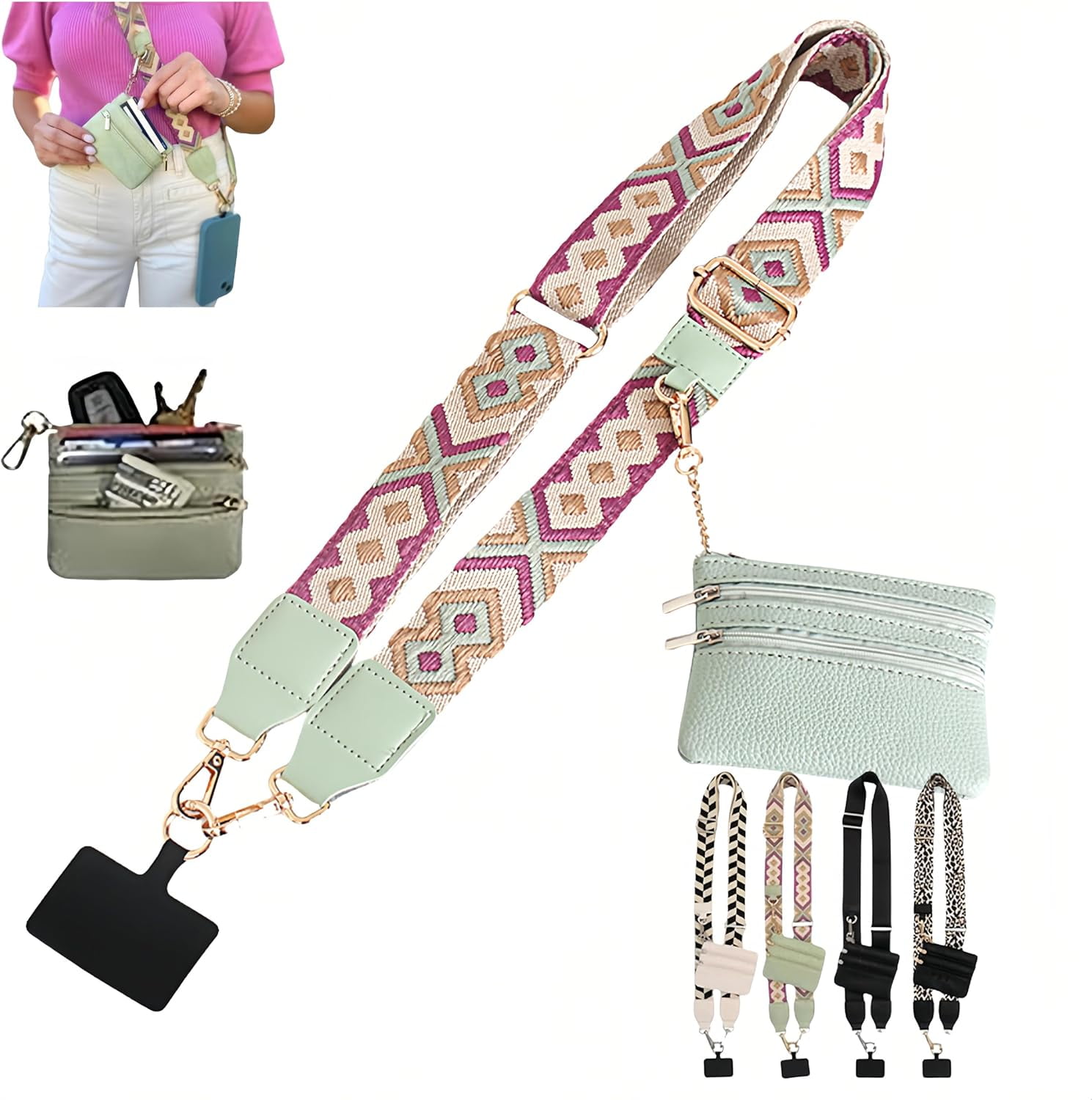 LZLINGMEI Cell Phone Strap for Phone with Wallet Crossbody Phone String ...