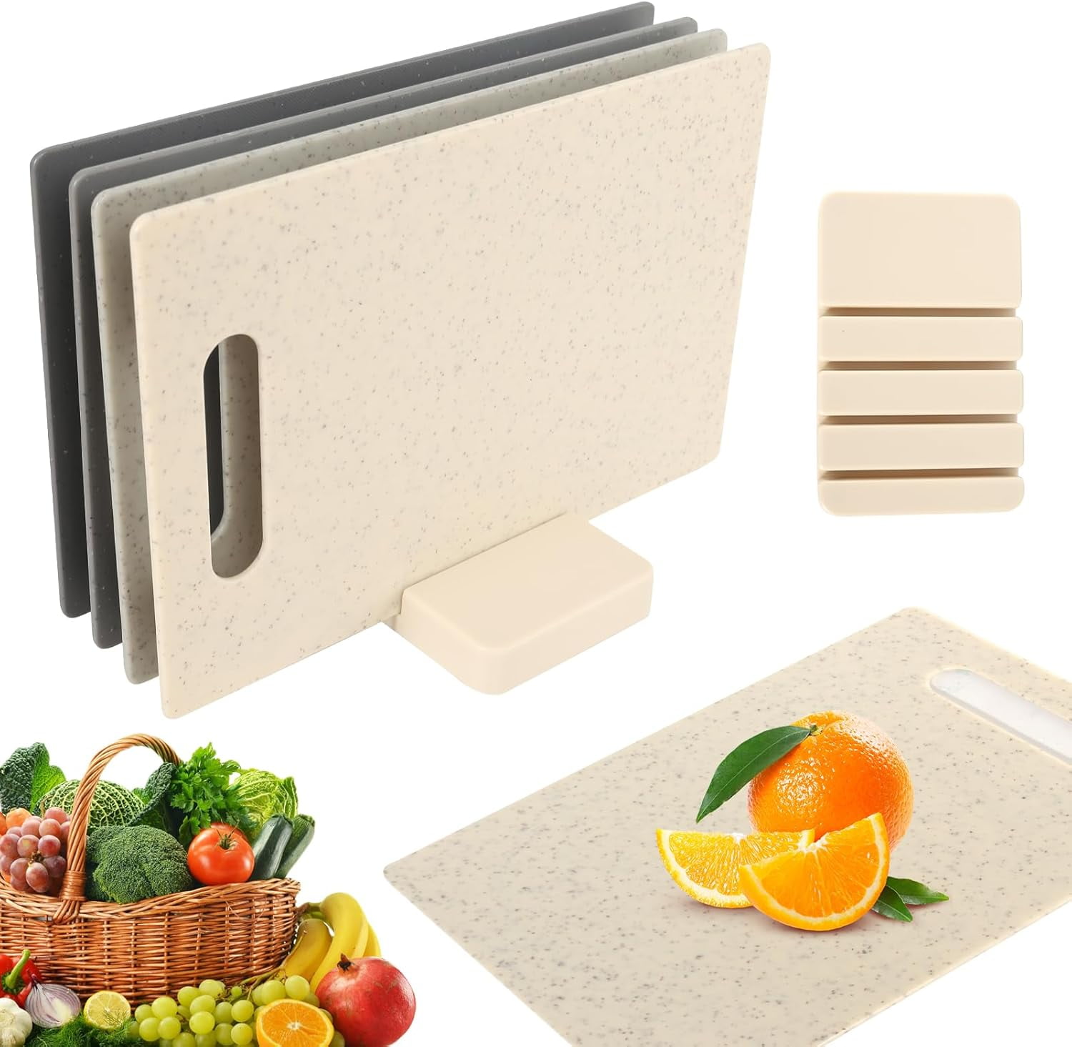 LZLINGMEI Cutting Board Plastic 4 Piece Cutting Board Set Breakfast ...