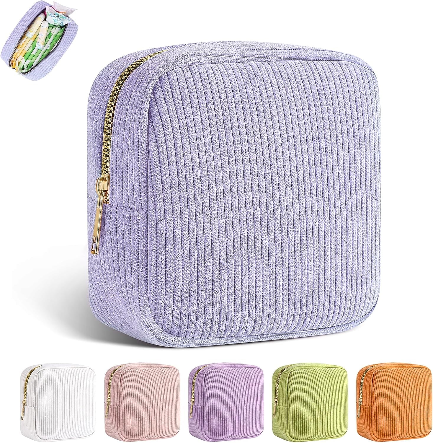 LZLINGMEI Period Bag for Teen Girls, Corduroy Sanitary Napkin Storage ...