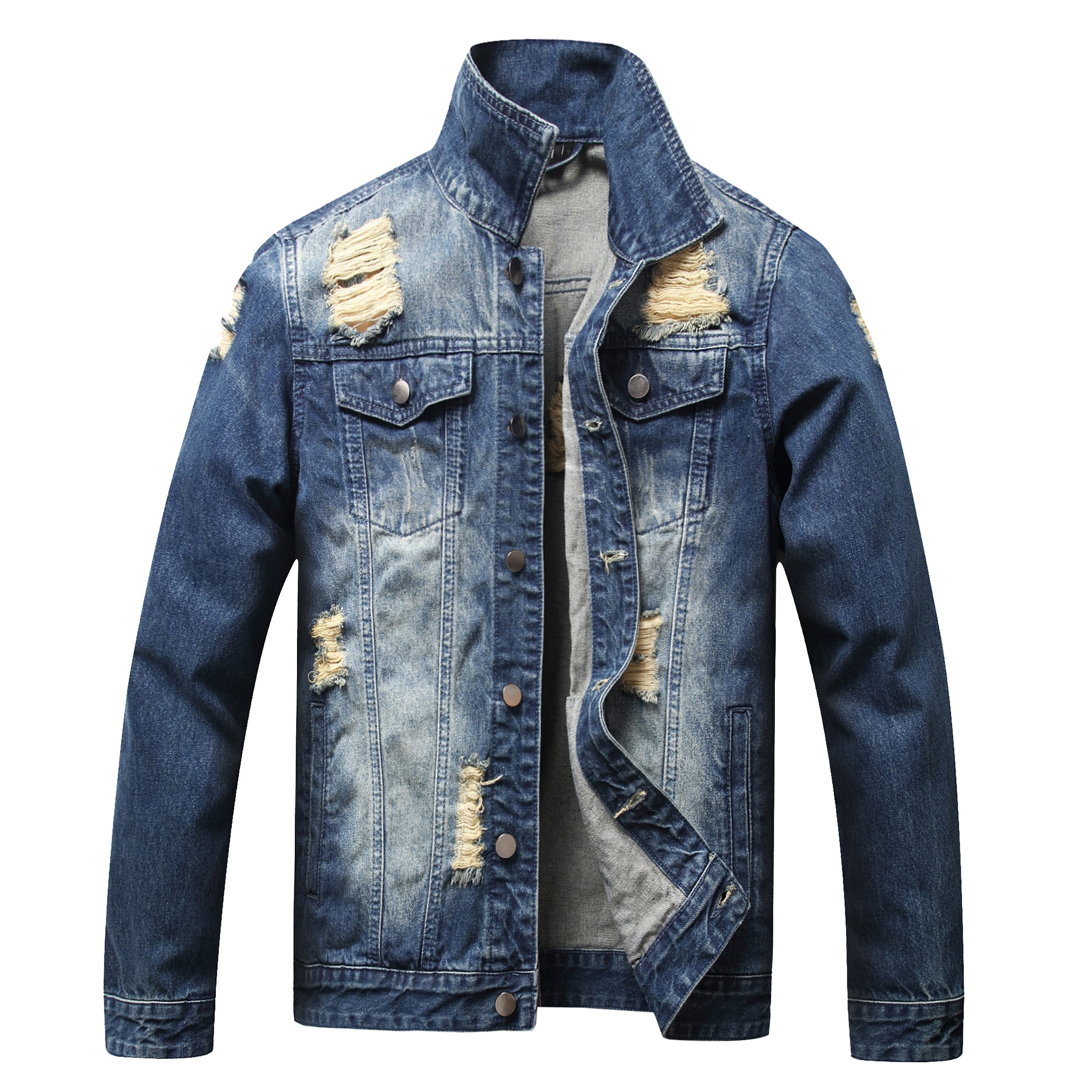 LZNEV Jean Jacket for Men, Fashion Mens Denim Jacket Washed Classic ...