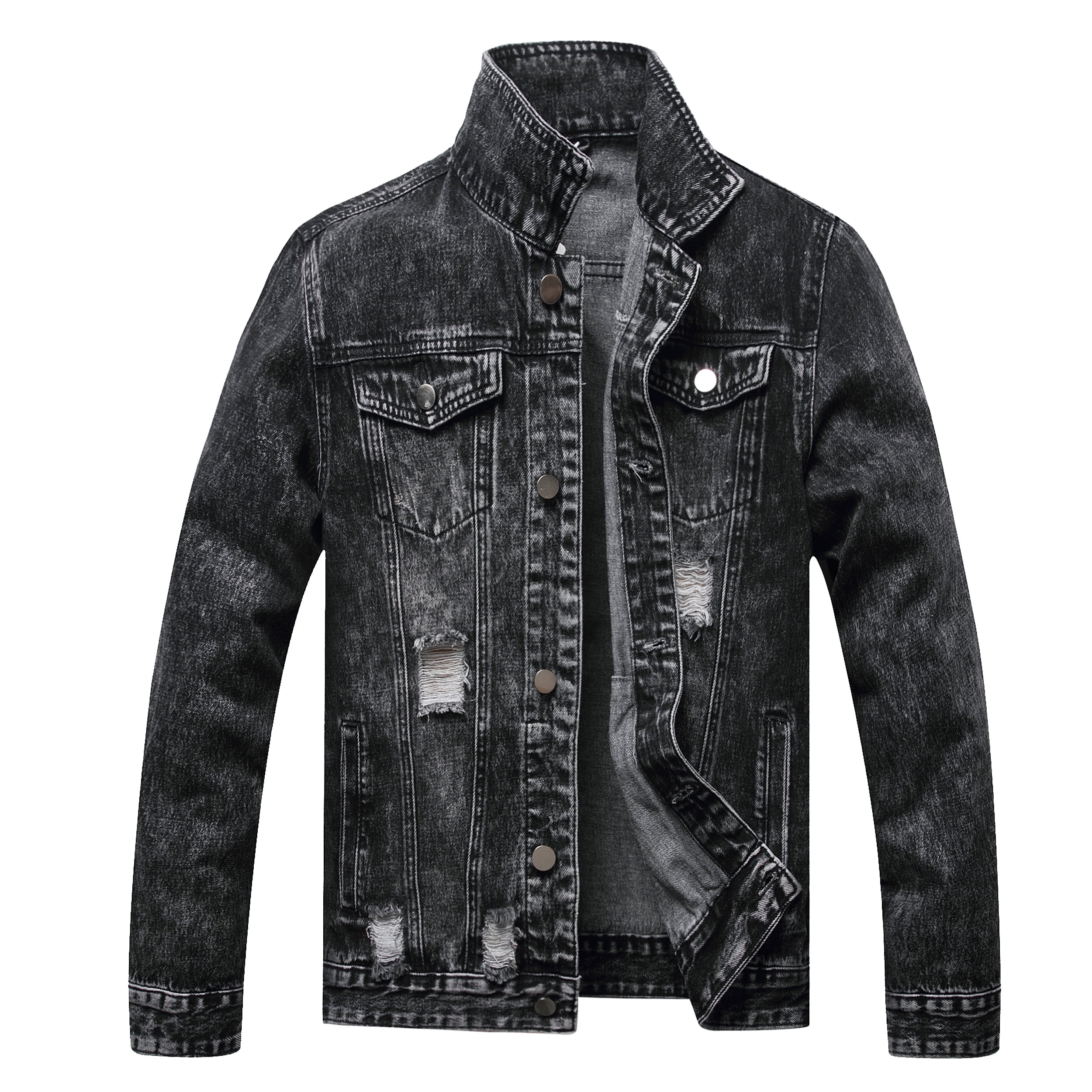 LZNEV Jean Jacket for Men, Fashion Mens Denim Jacket Washed Classic ...