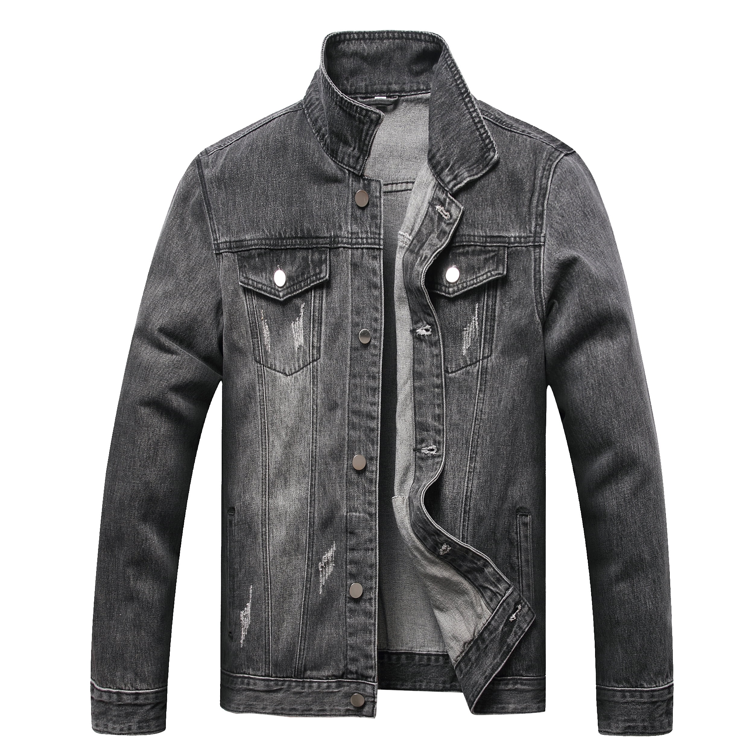 LZNEV Jean Jacket for Men, Fashion Mens Denim Jacket Washed Classic ...