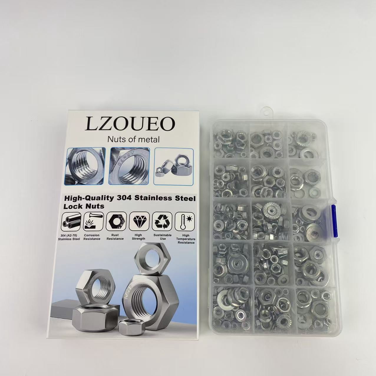 LZOUEO Nuts of metal,1/4-20 Hex Nuts, 304 Stainless Steel, Hex Drive ...