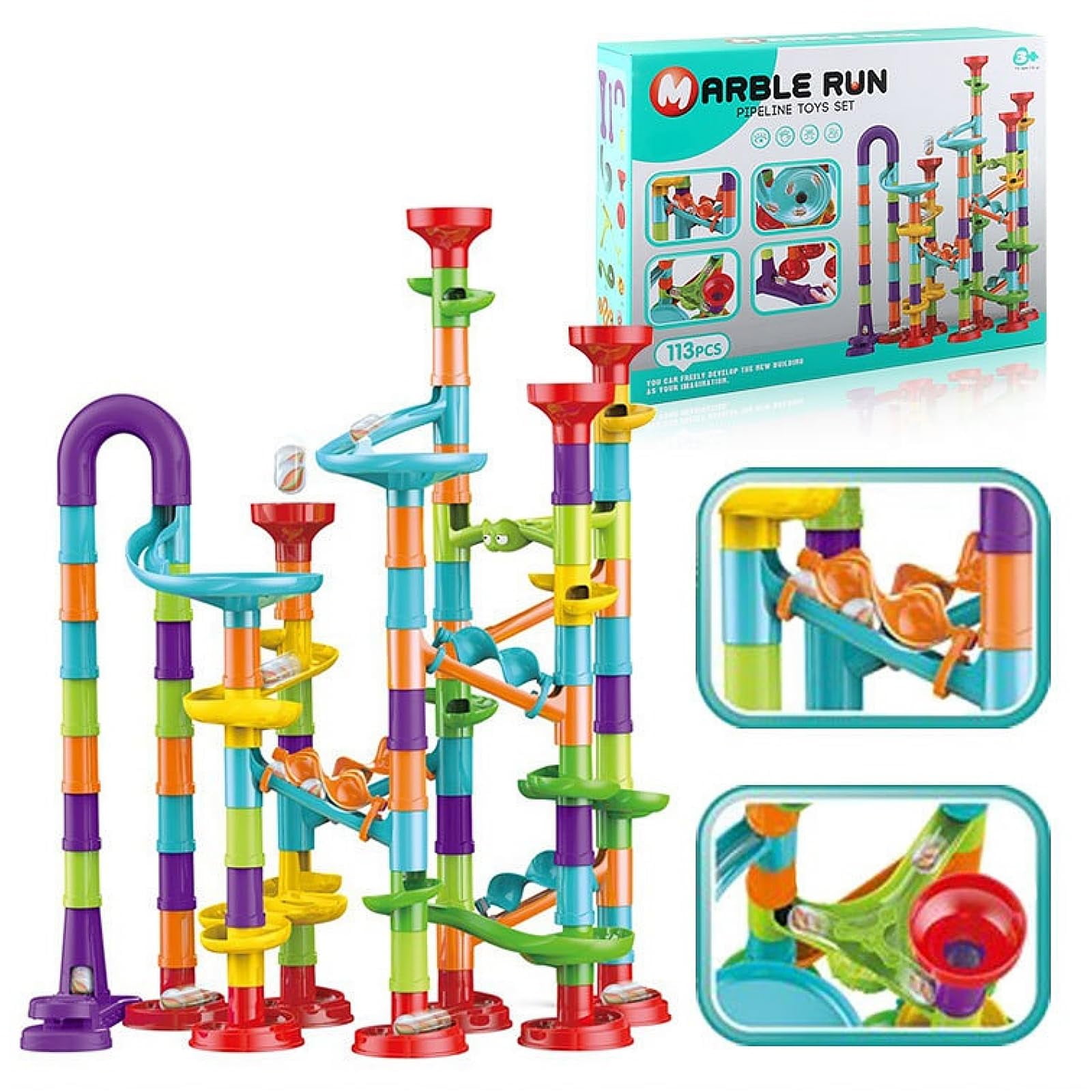 LZSQTOYS Marble Run Compact AIF9 Set, STEM Learning Toy, Construction ...