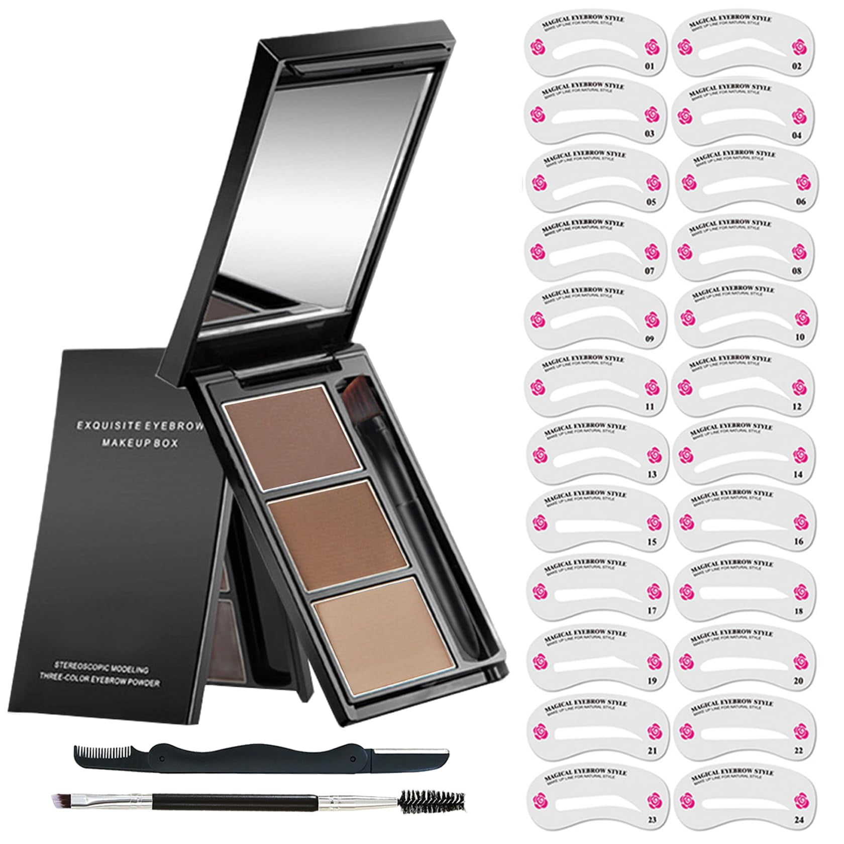 LZXLUKGIR Eyebrow Powder Kit,3 Colors Eye Brow Powder for Women Eyebrow ...