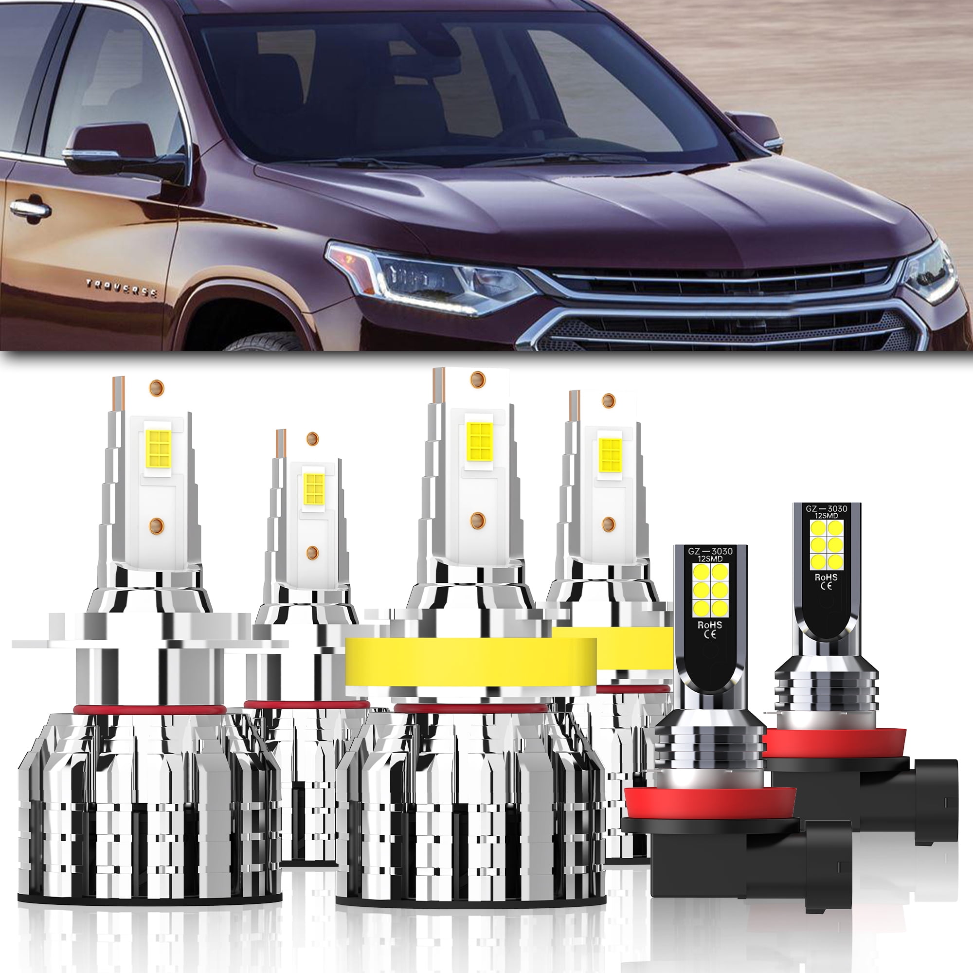 LZYMAXDM LED Headlight Bulbs fit for Chevy Traverse 2013-2018,H7 High ...