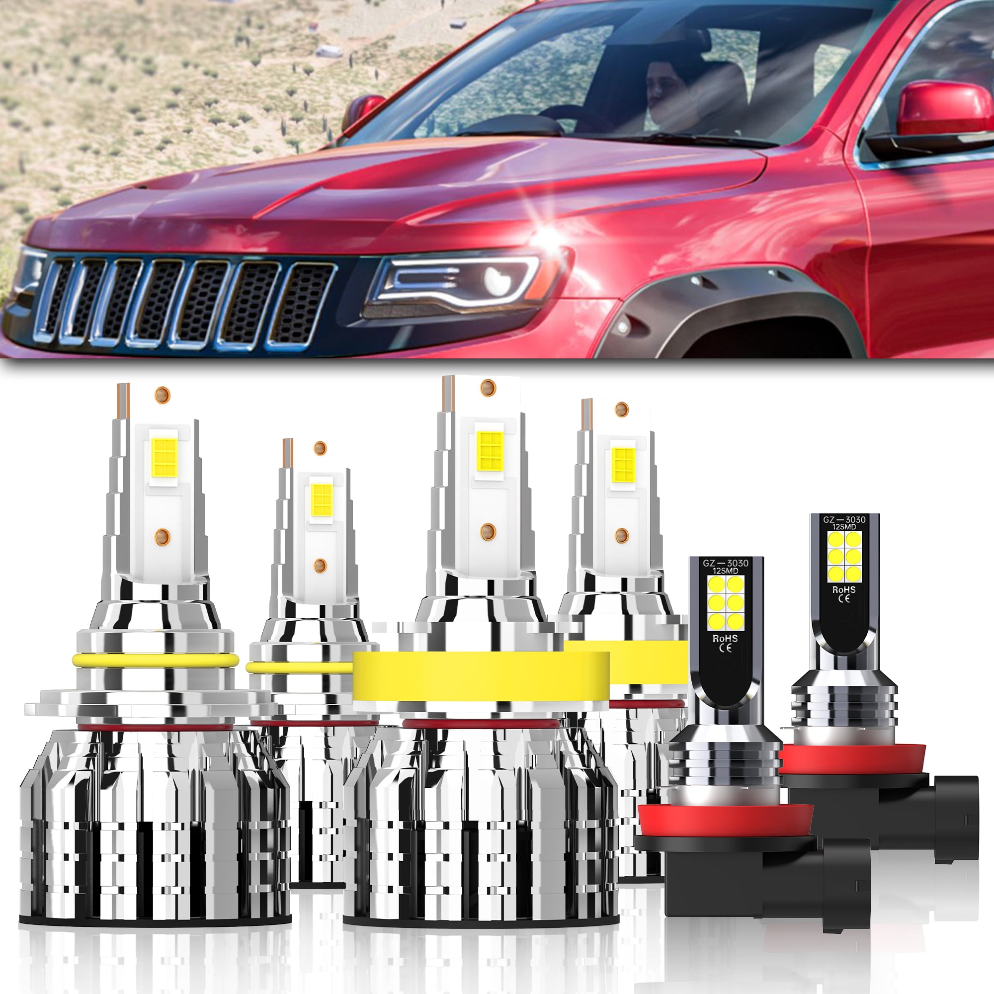 LZYMAXDM LED Headlight Bulbs fit for Jeep Grand Cherokee 2014-2016,9005 ...