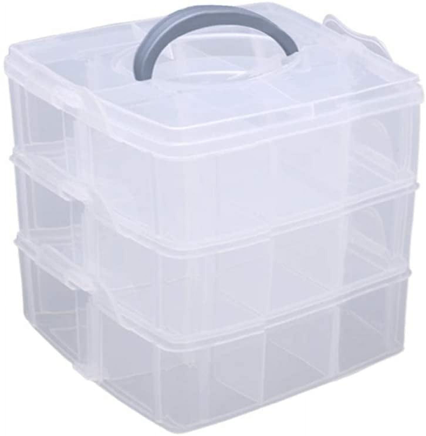 LZYMSZ 3-Tier Transparent Adjustable Stackable Compartment Slot Plastic ...