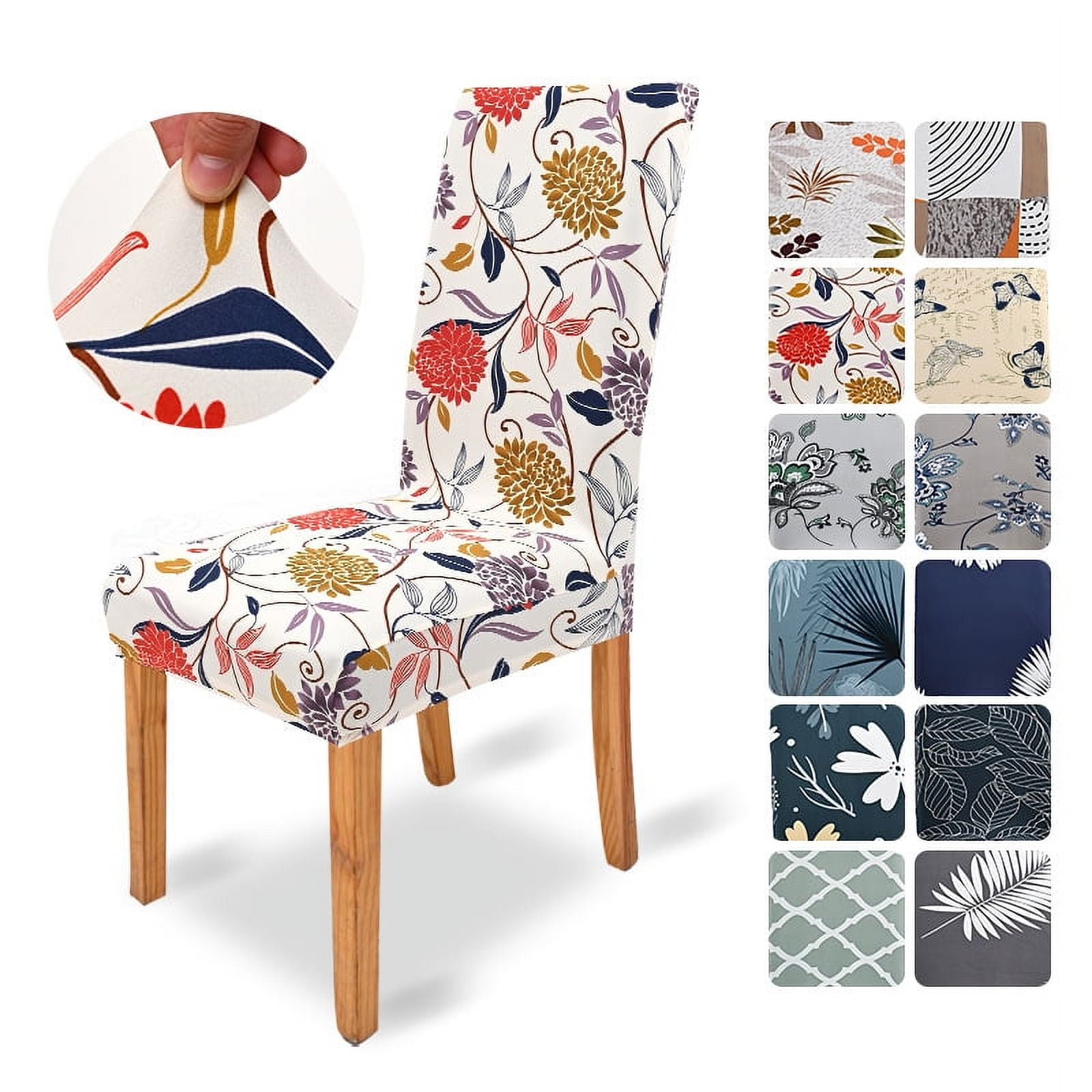 LZYoehin Stretch Printed Chair Cover Mid Back Living Room Dining Room ...