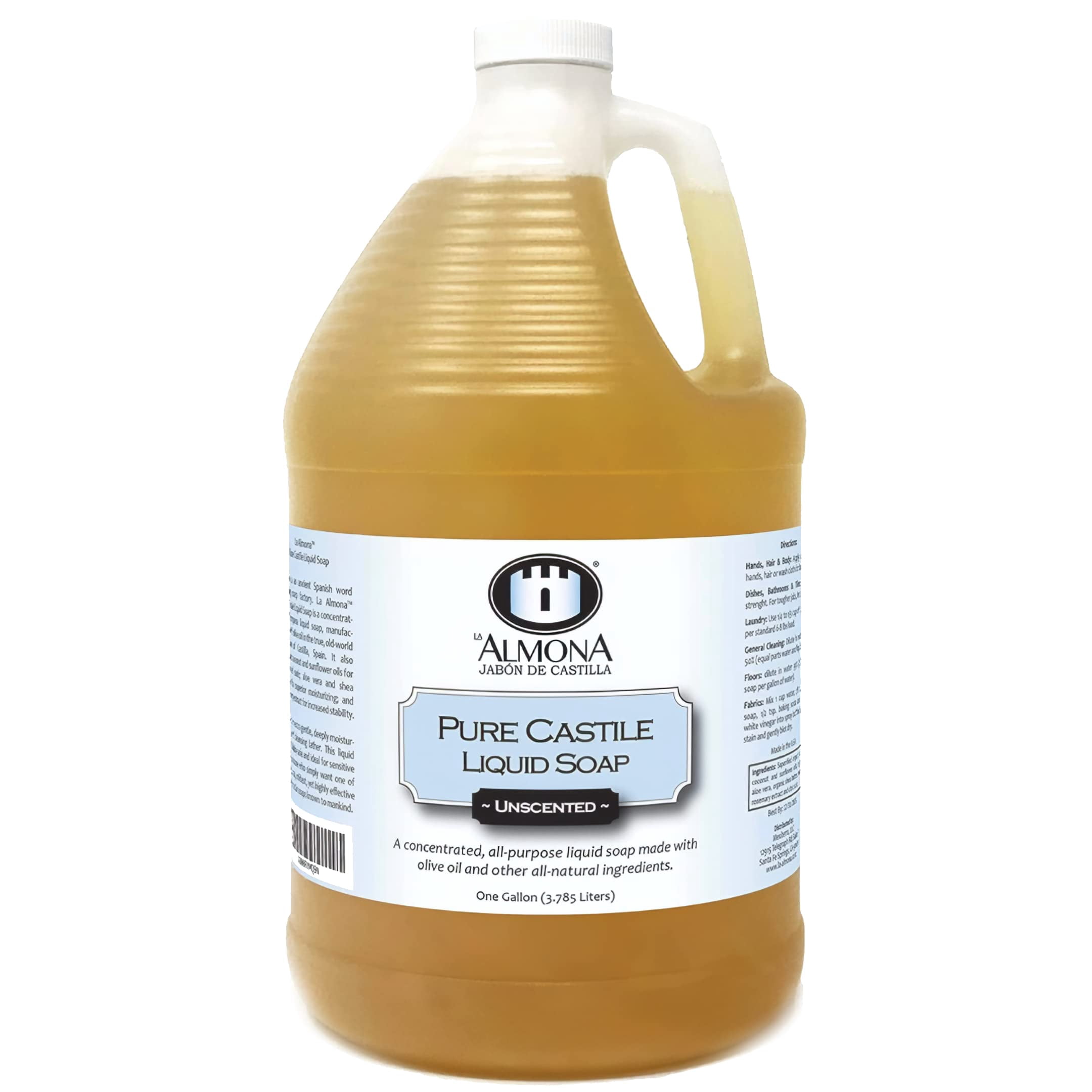La Almona - Pure JD28 Castile Liquid Soap, UNSCENTED, 1 Gallon ...