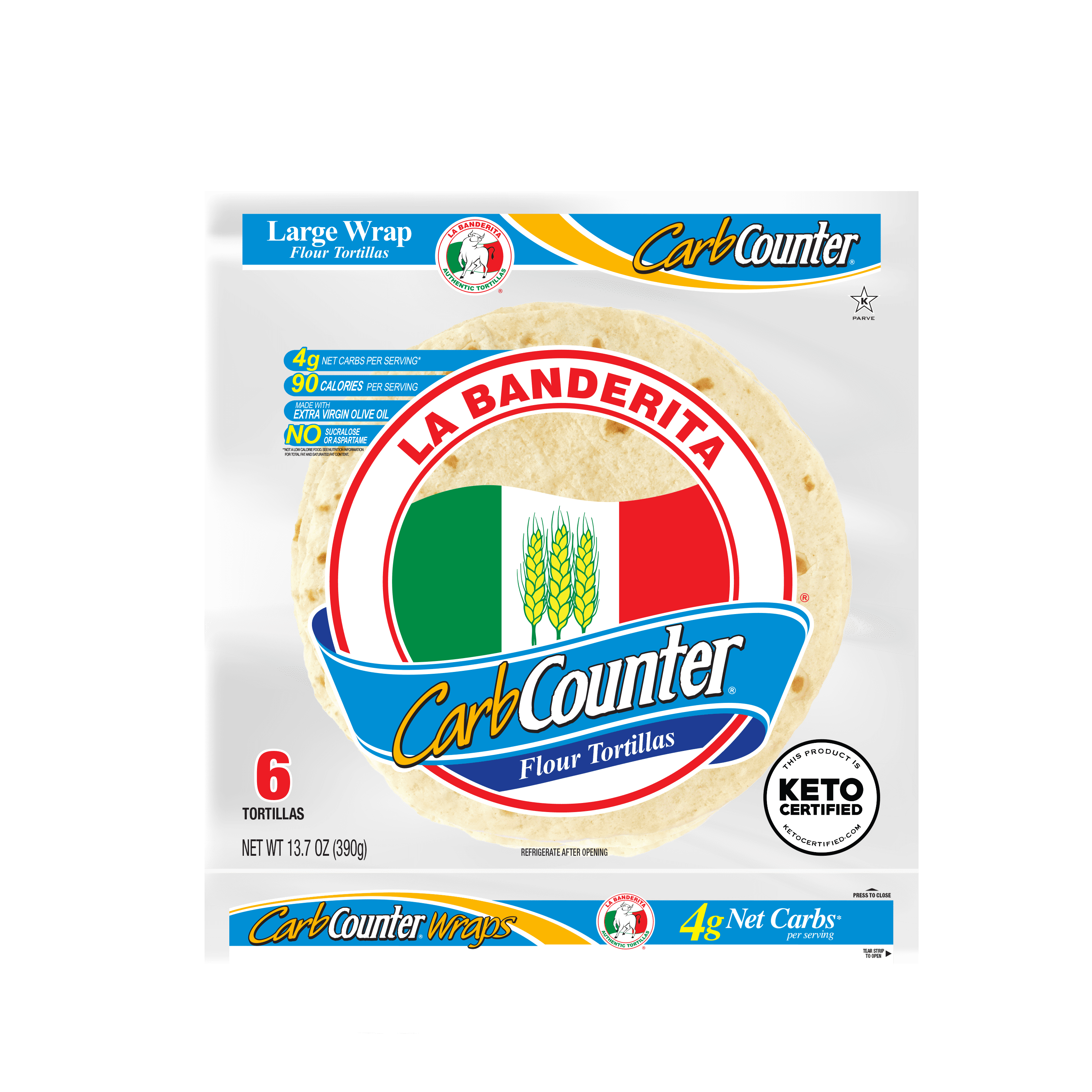 La Banderita Carb Counter® White | 10" Size Flour Tortillas |Carb ...