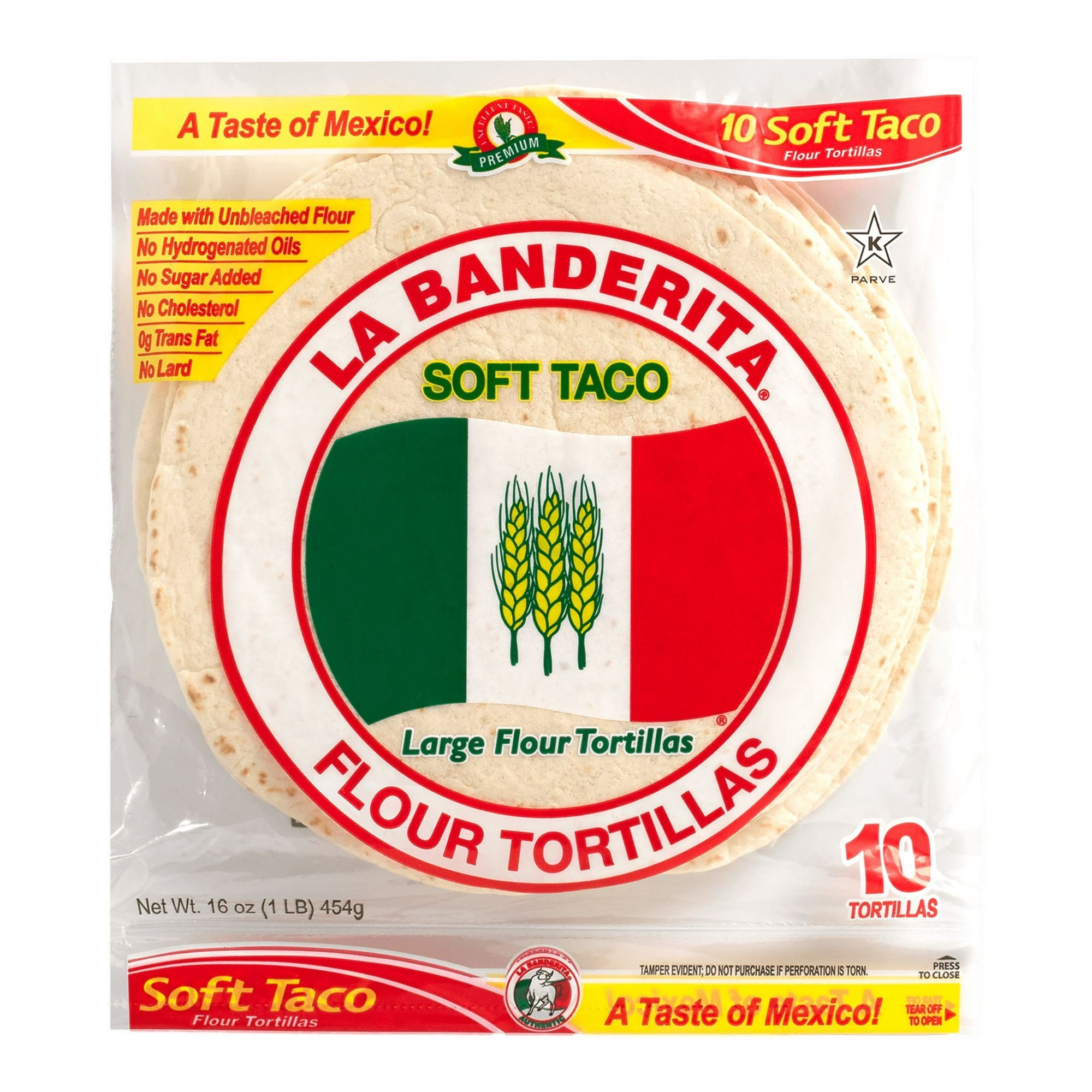 La Banderita Flour 8" Soft Taco Tortillas, 10 ct (Pack of 6) - Walmart.com