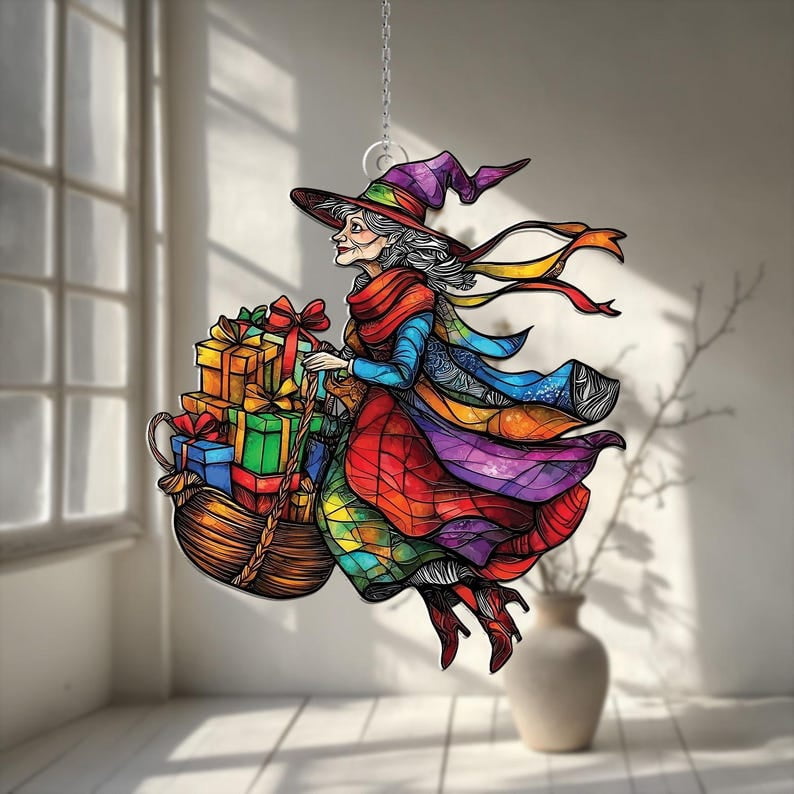 La Befana Suncatcher Window Hanging, Witch Acrylic Suncatcher, Perfect ...