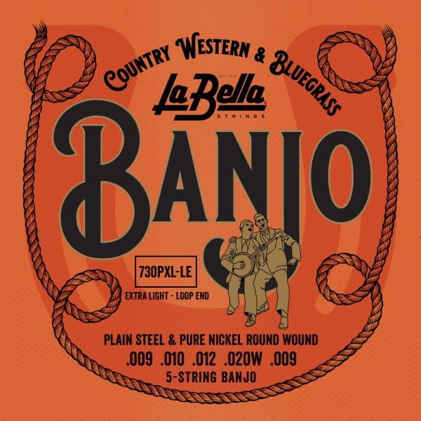 La Bella 730PXL-LE Banjo Extra Light Loop-Ends 5- Strings 9-9 - Walmart.com