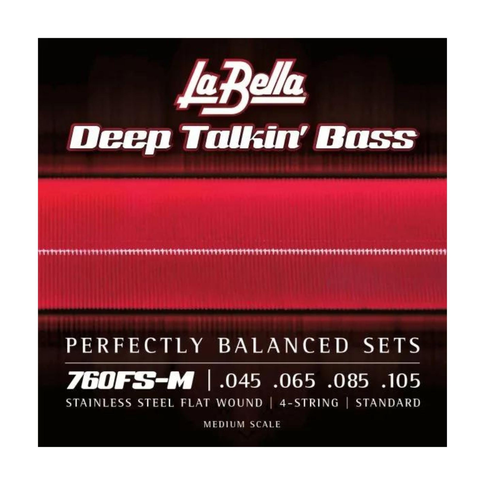 La Bella 760FS-M Deep Talkin' Stainless Steel Flat Wound Standard ...