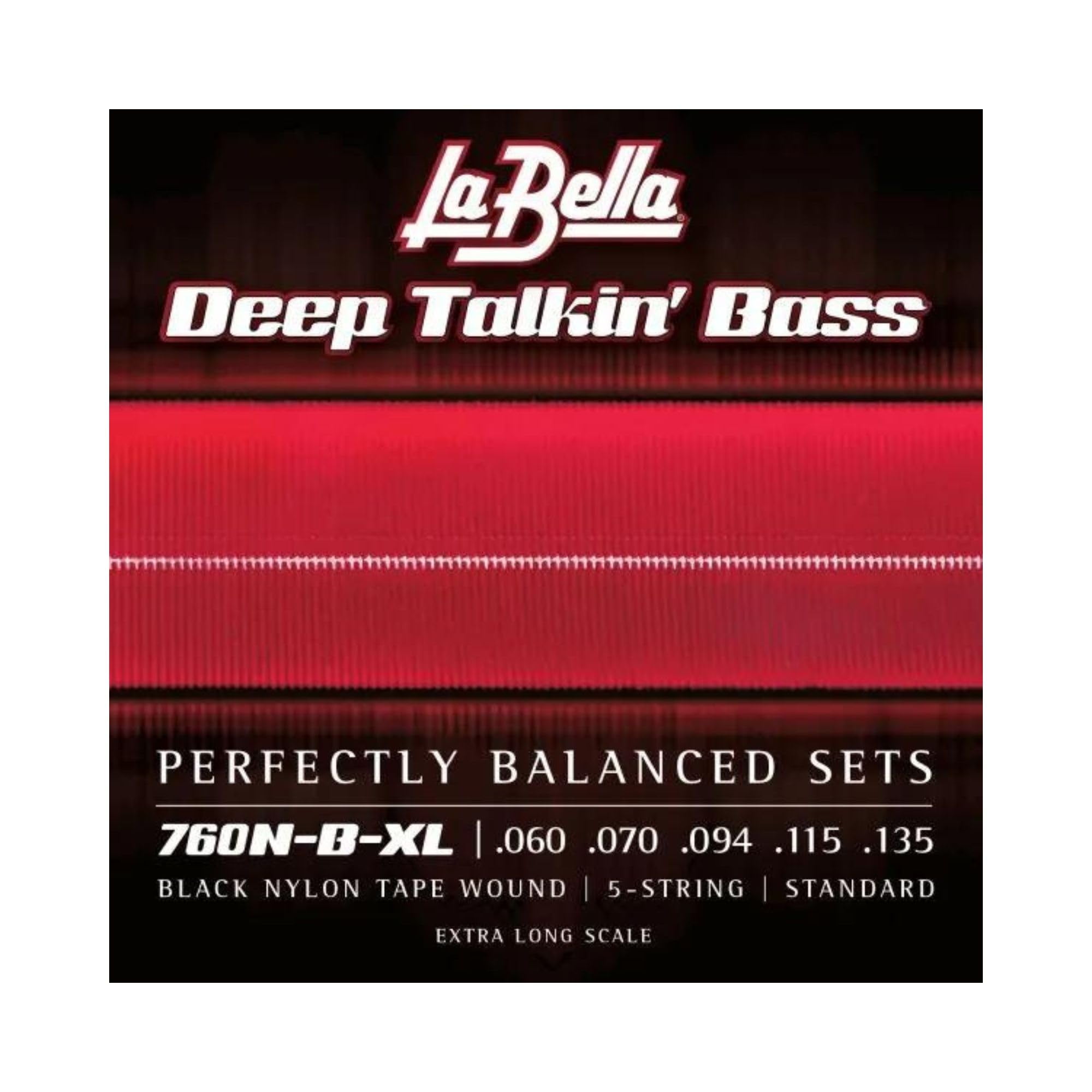 La Bella 760N-B-XL Deep Talkin Bass Black Nylon Tape Wound 5-String ...