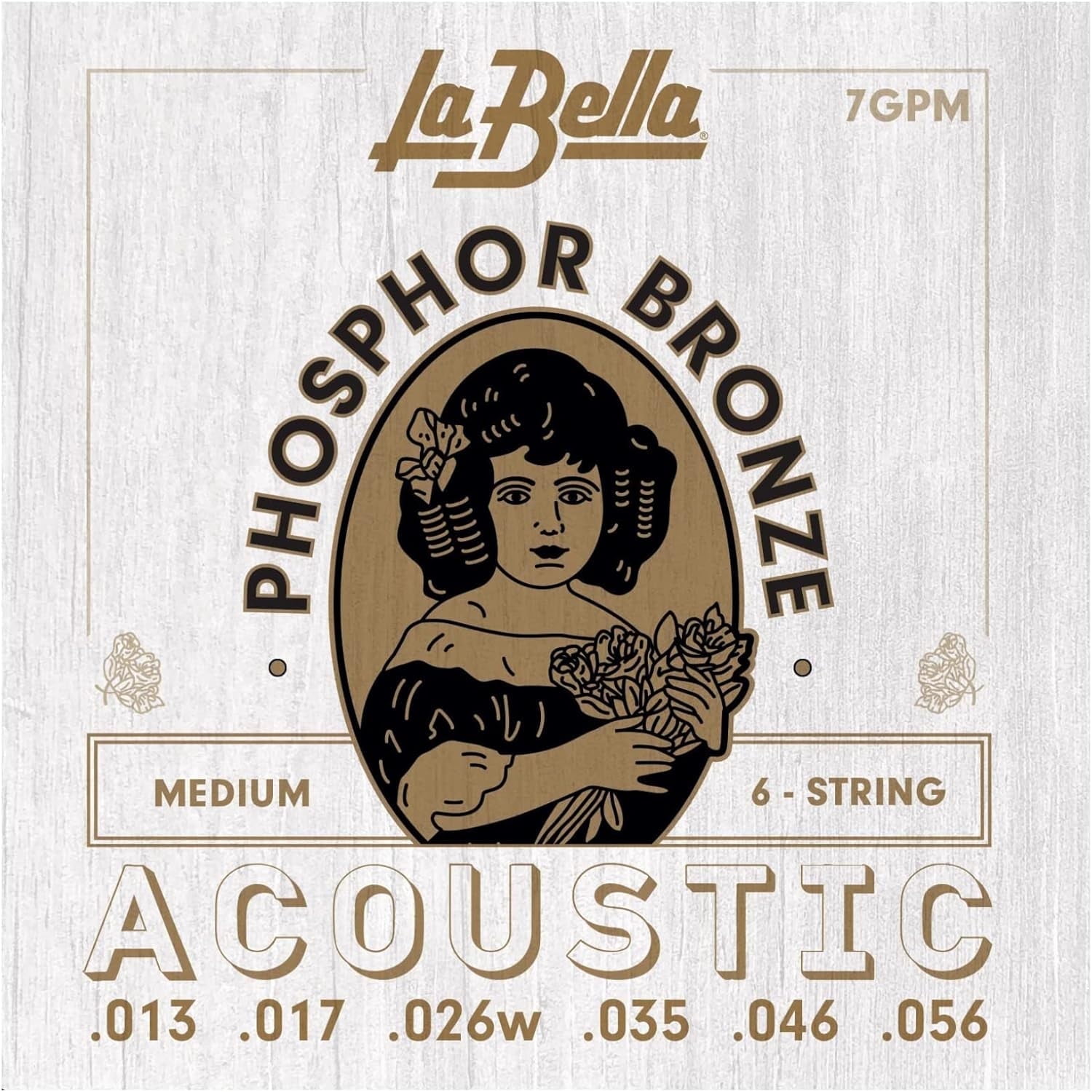 La Bella 7GP Phosphor Bronze 6-String Acoustic Guitar Strings Medium ...